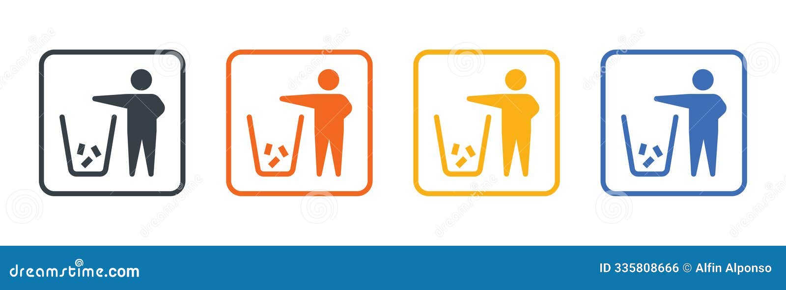Vector Dispose Trash Symbol Sign in Multiple Color Stock Illustration ...