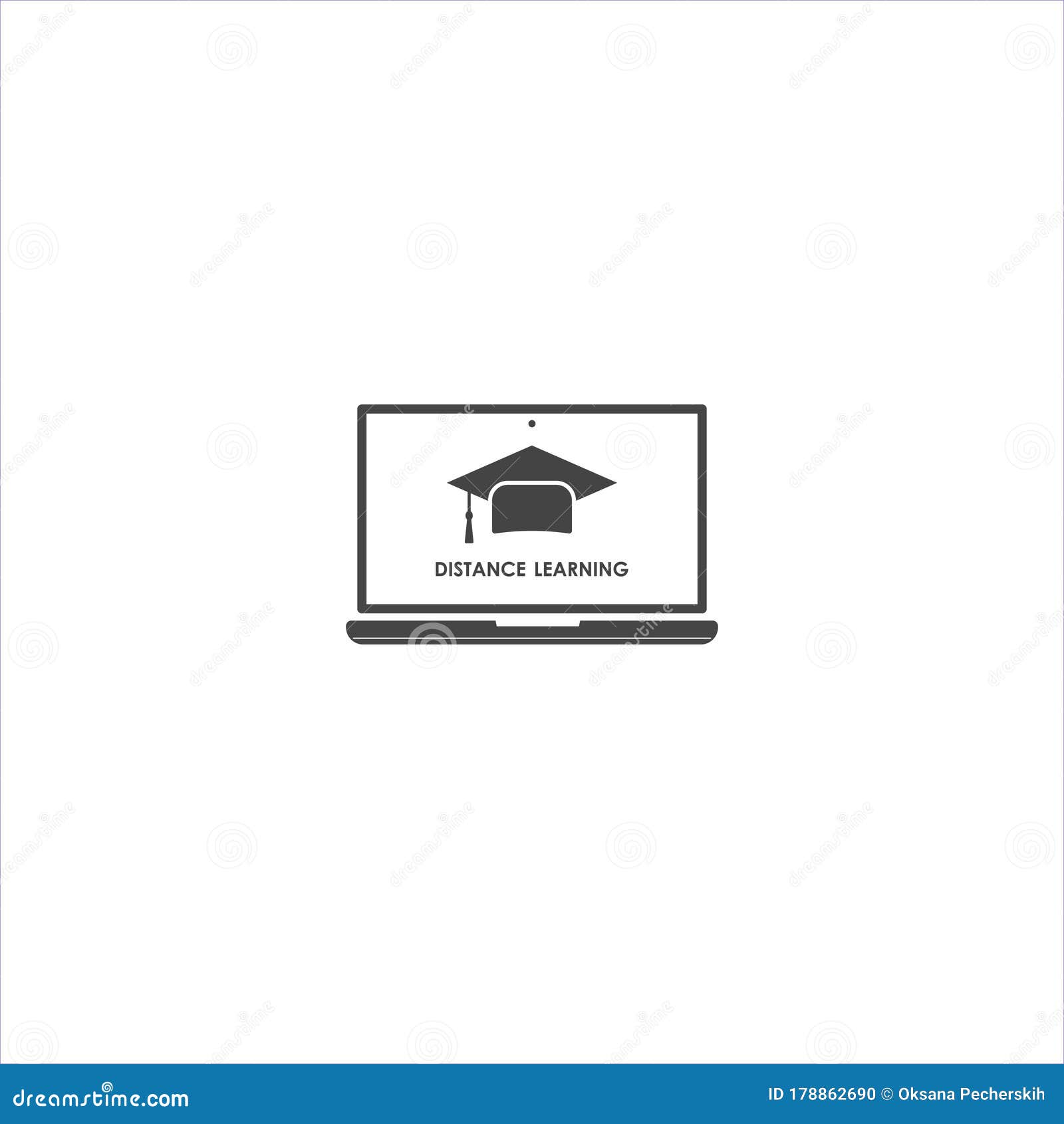 Vector Distance Learning Icon. Icon of Laptop and Education Symbol on ...