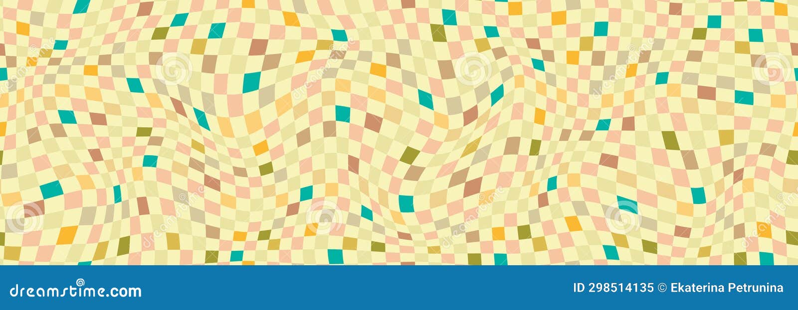 Vector Distorted Checkered Seamless Pattern. Groovy Twisted Grid ...
