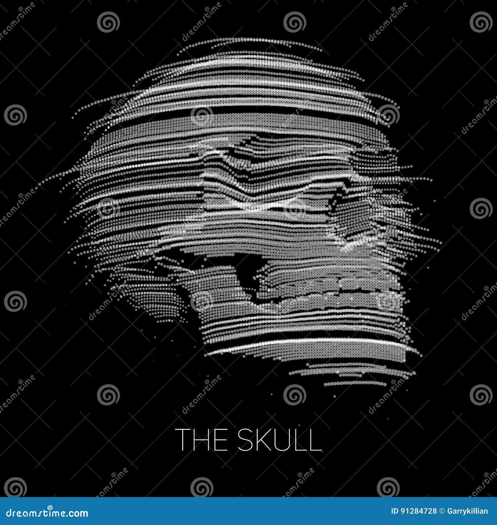 Vector Distorted Skull Constructed with Points. Internet Security ...