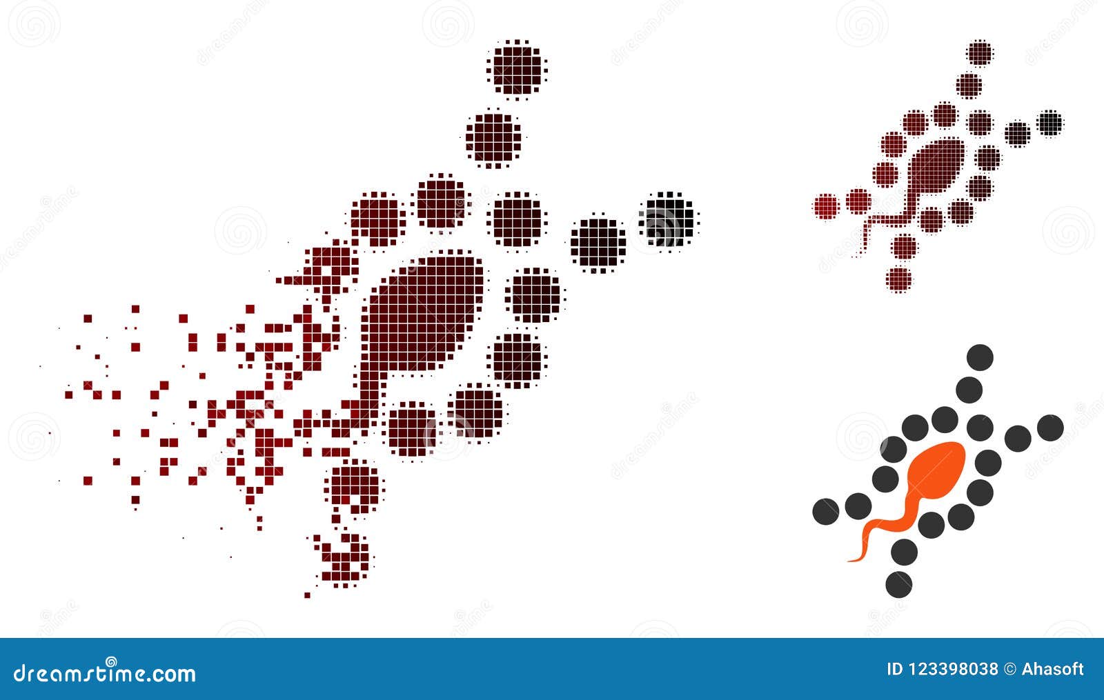 Dust Pixel Halftone DNA Replication Icon Stock Vector - Illustration of ...