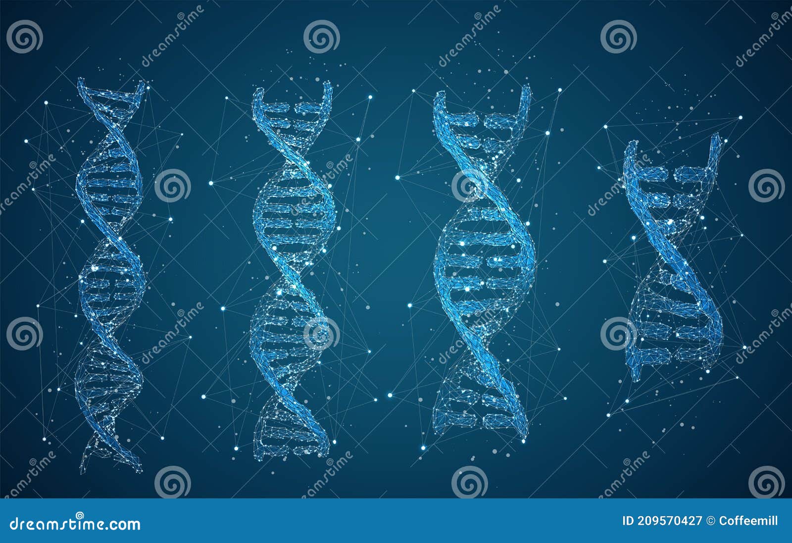 Vector Dna Spiral Made of Polygons and Dots Stock Vector - Illustration ...