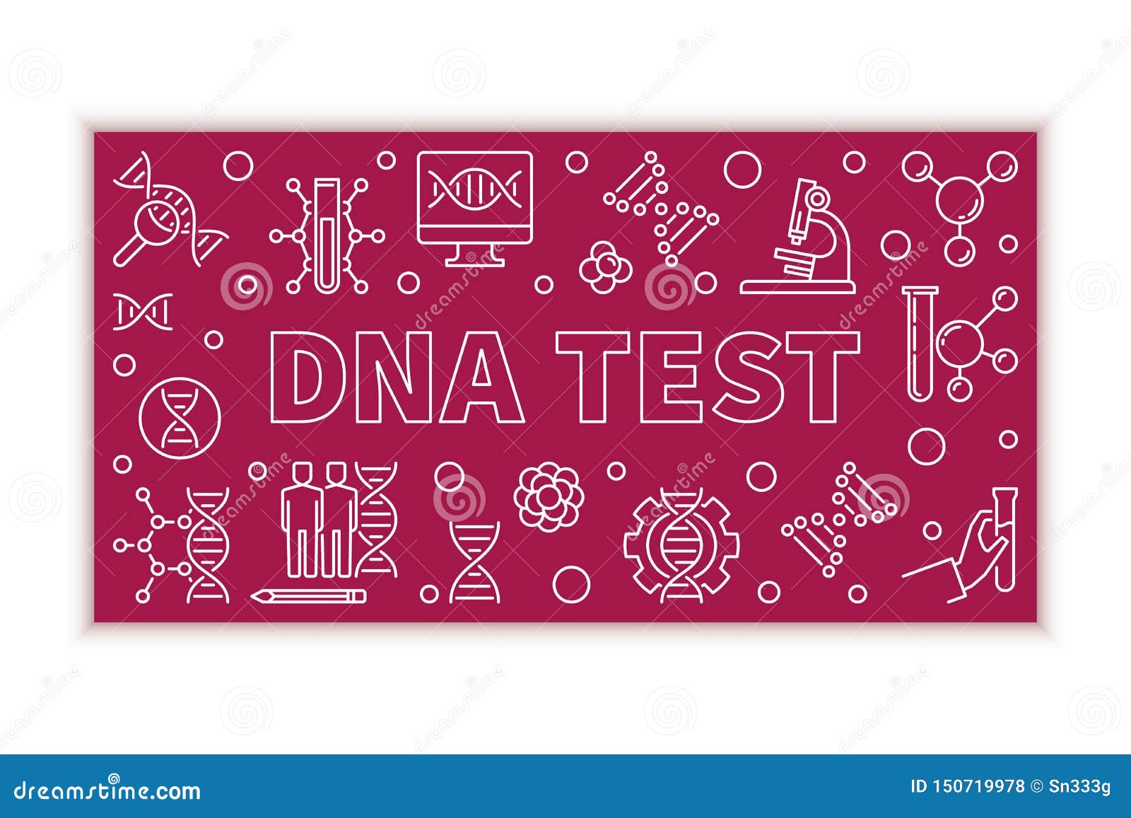 Vector DNA Test Horizontal Illustration in Thin Line Style Stock Vector ...
