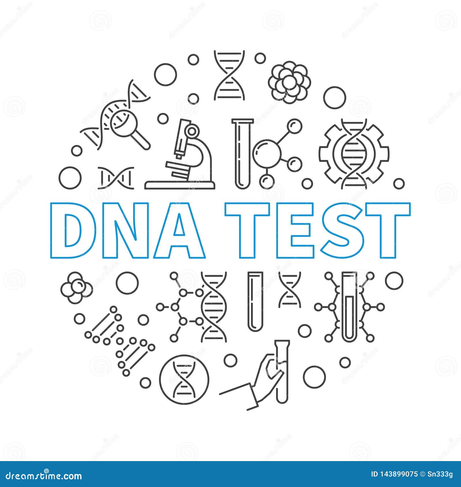Vector DNA Test Round Illustration in Outline Style Stock Vector ...
