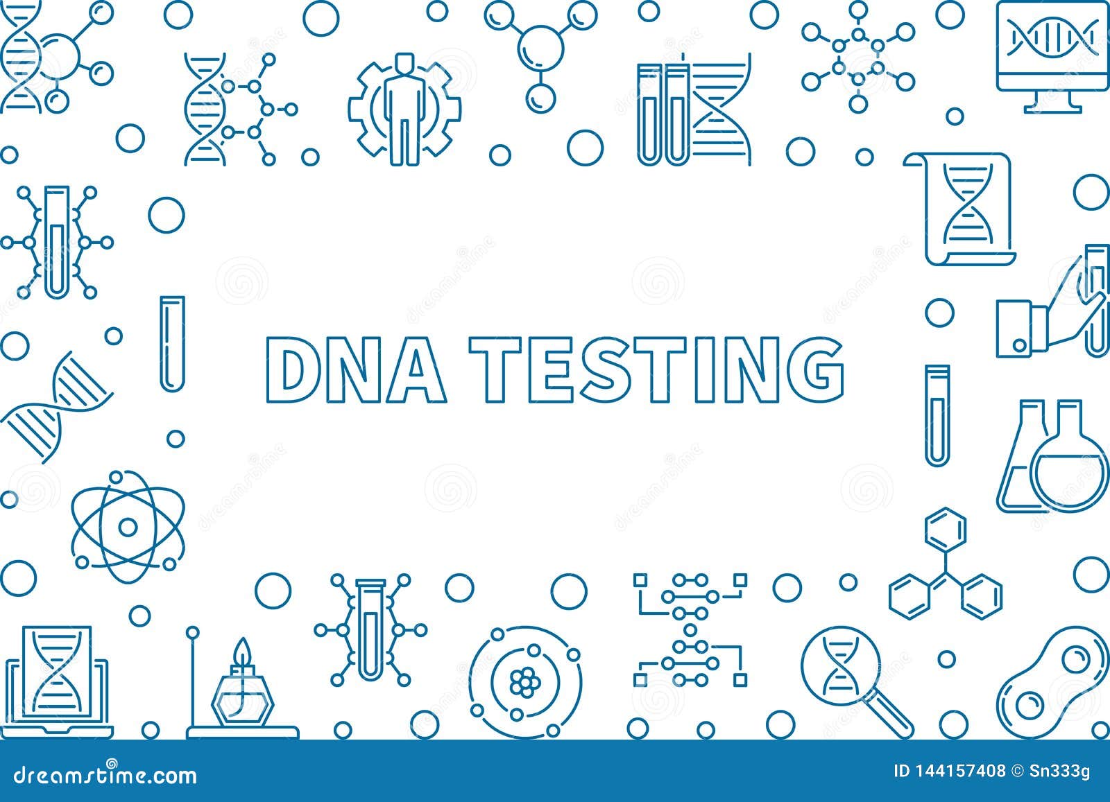 Vector DNA Testing Creative Outline Horizontal Frame Stock Vector ...