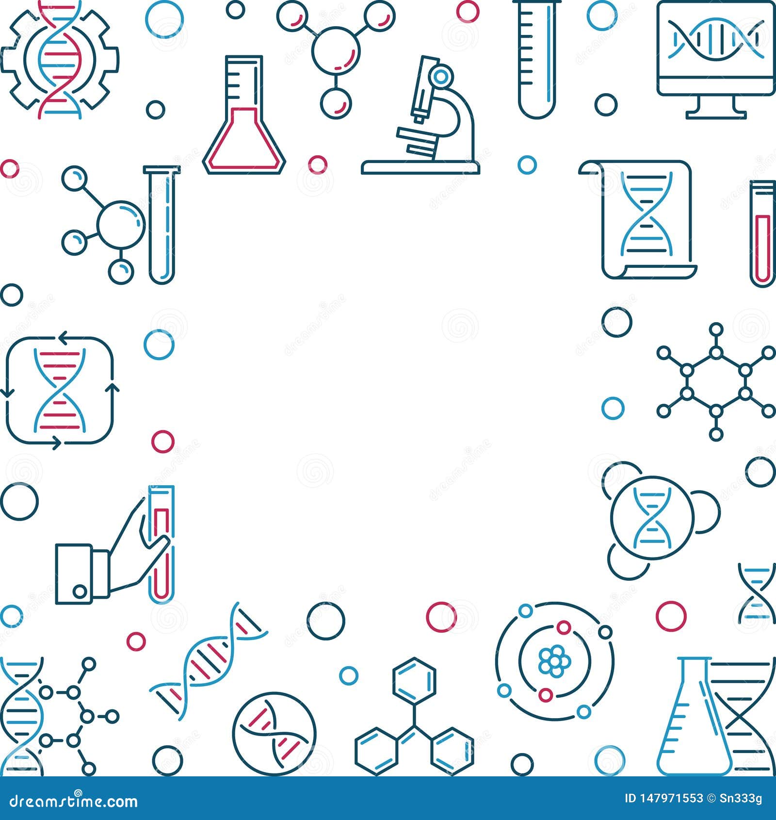 Vector DNA Testing Creative Square Line Frame or Illustration Stock ...