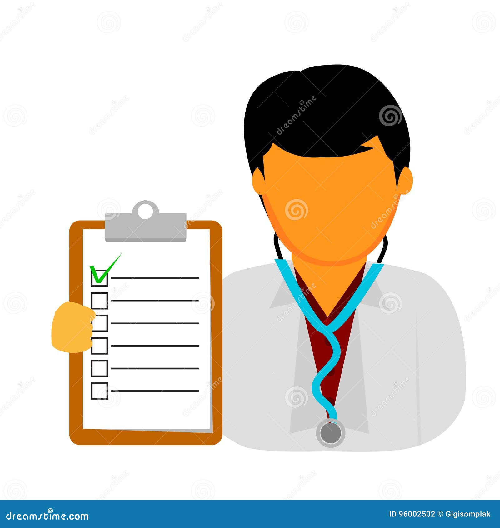 Doctor Man Holding Checklist Paper, Isolated on White Stock Vector ...