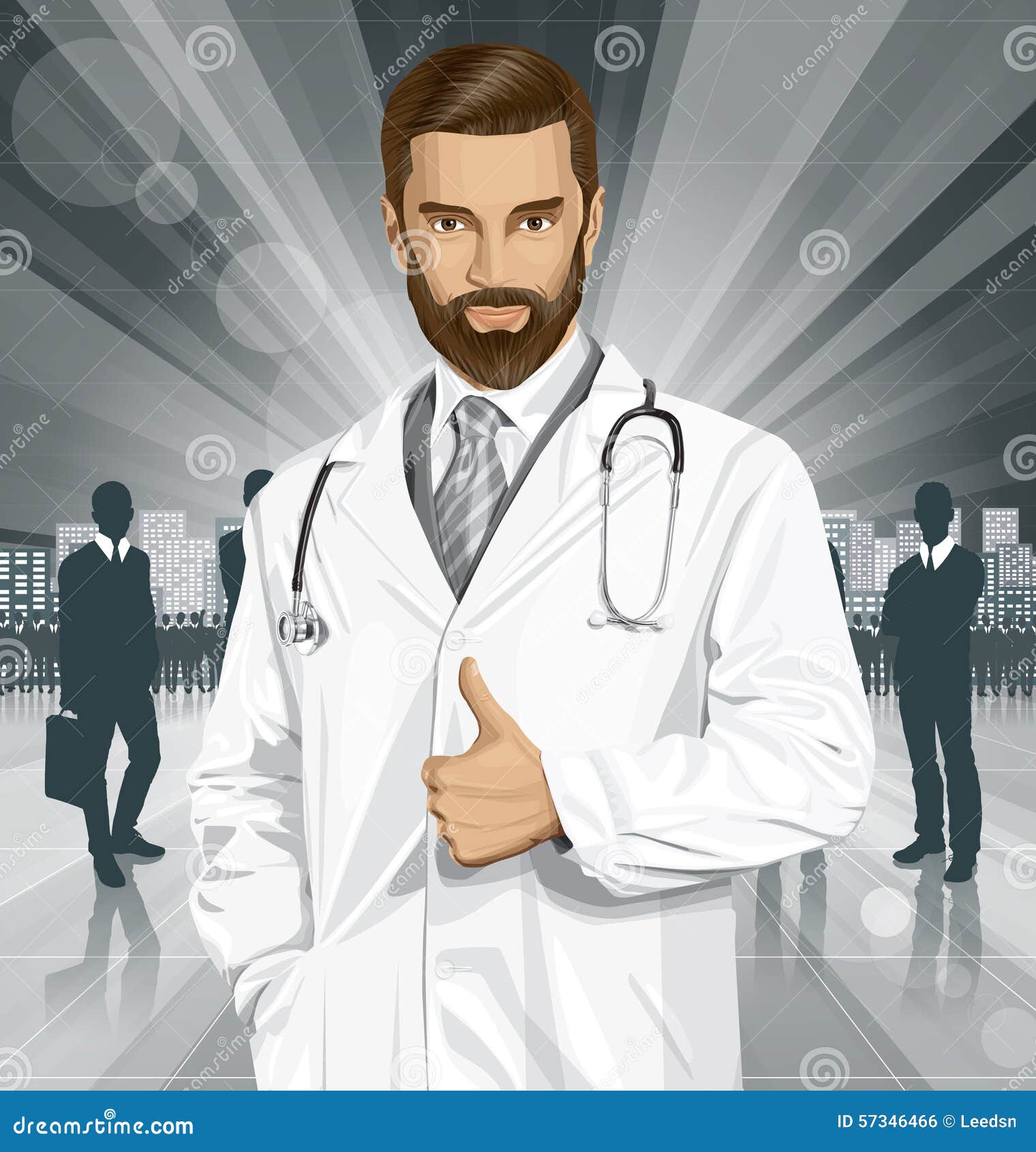 Vector Doctor with Stethoscope Stock Vector - Illustration of portrait ...