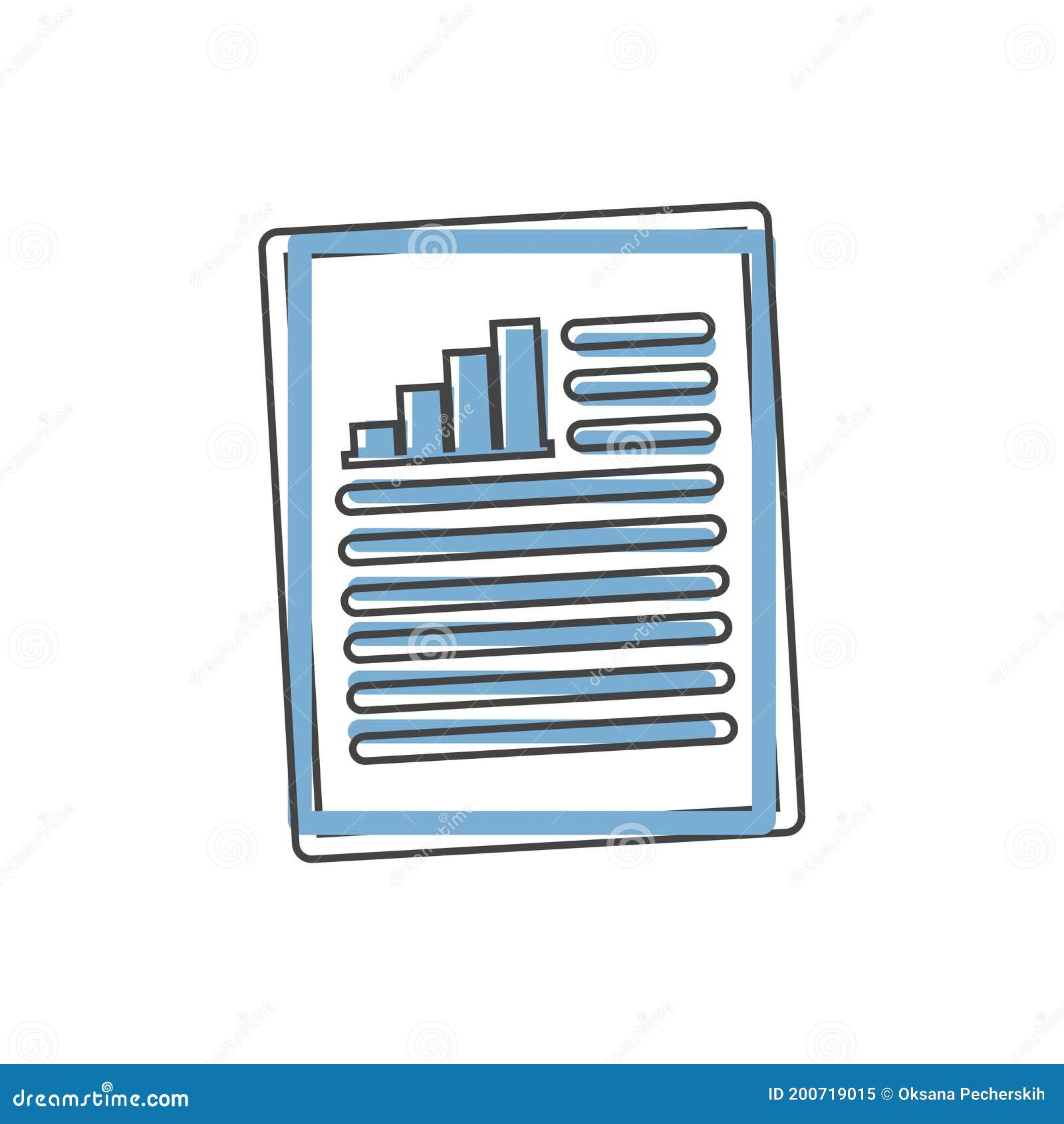 Vector Document Icon with Growth Rate and Text on White Isolated ...