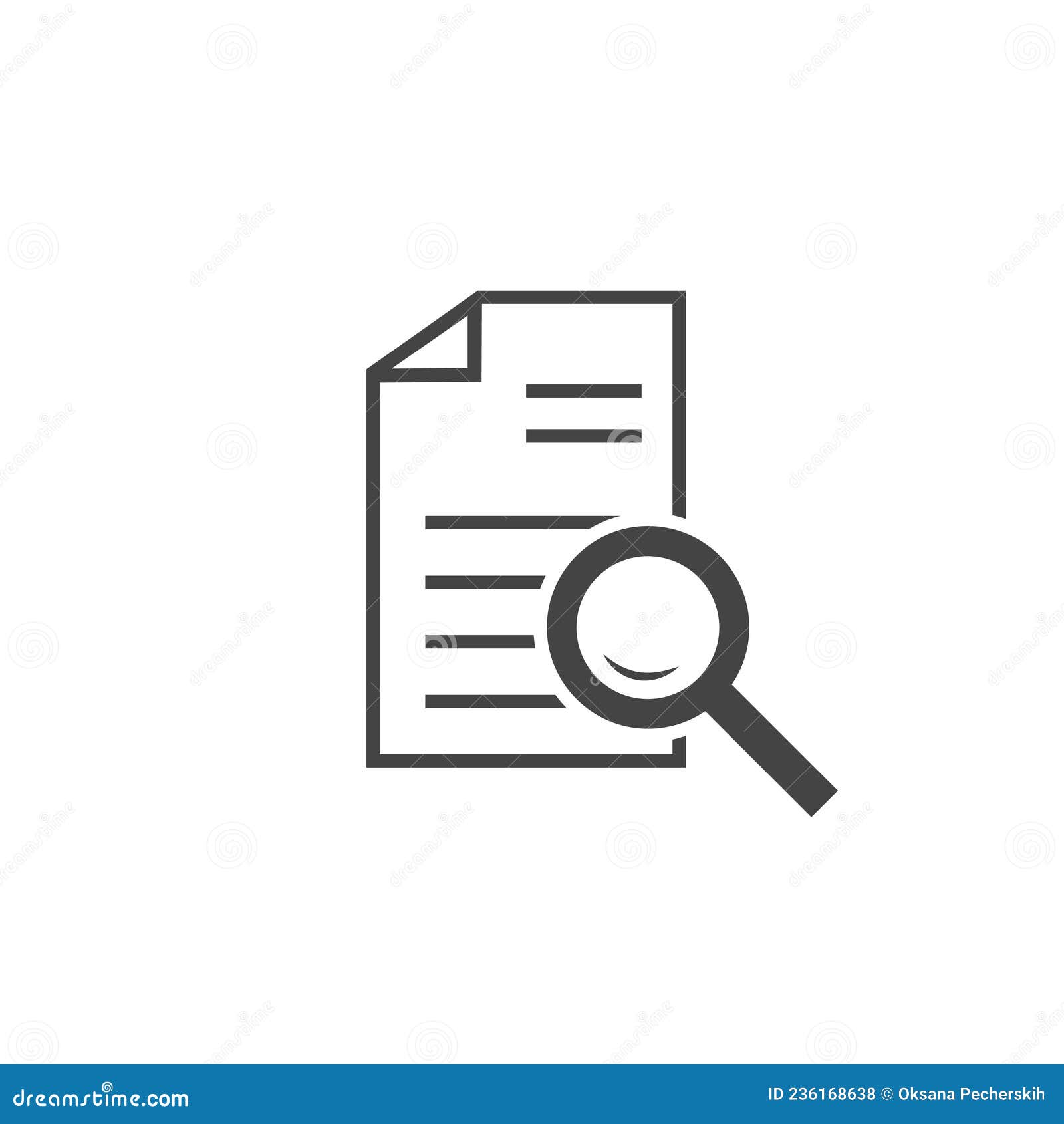 Vector Document Icon and Magnifier. File Search Icon. Document ...