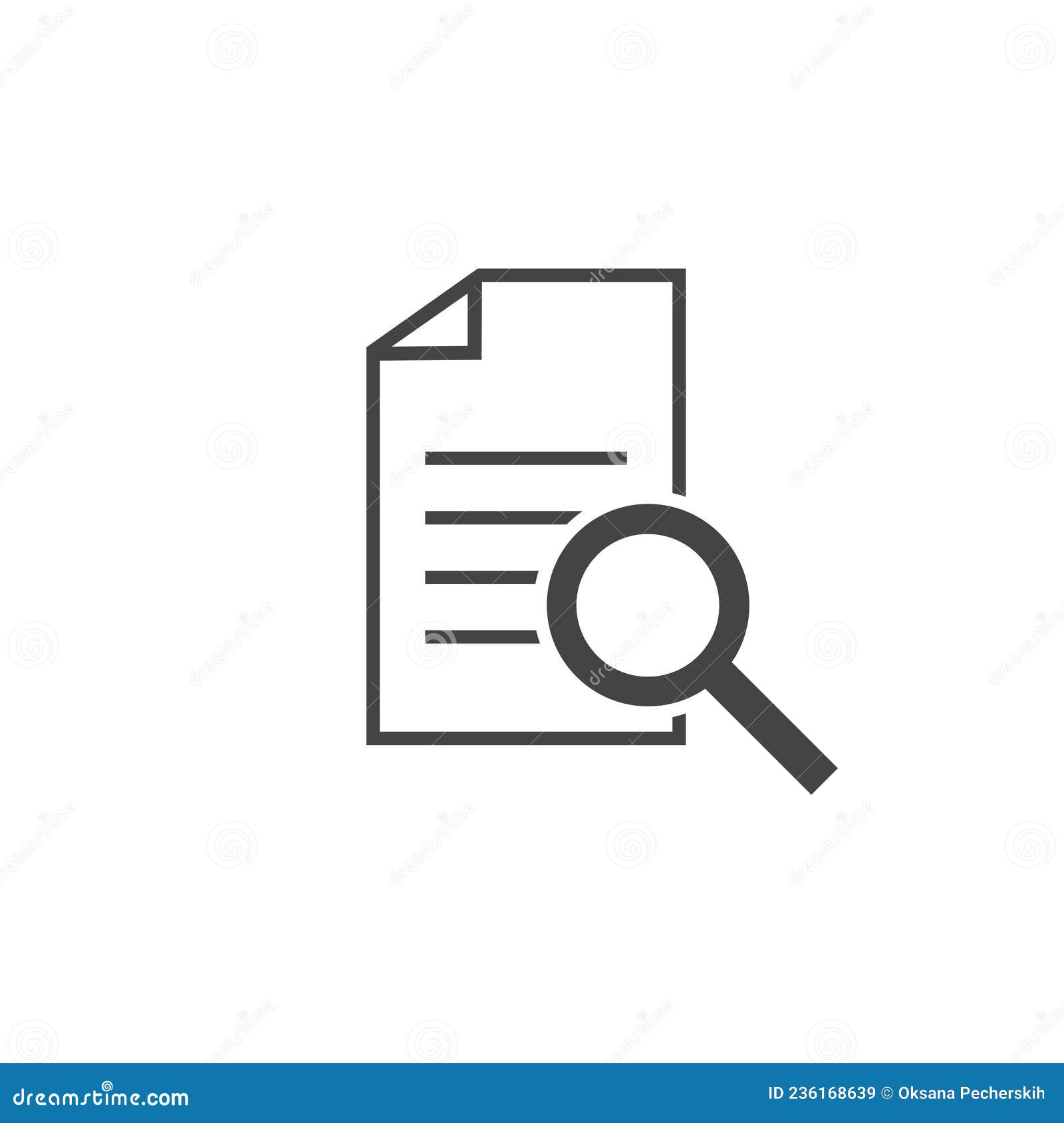 Vector Document Icon and Magnifier. File Search Icon. Document ...