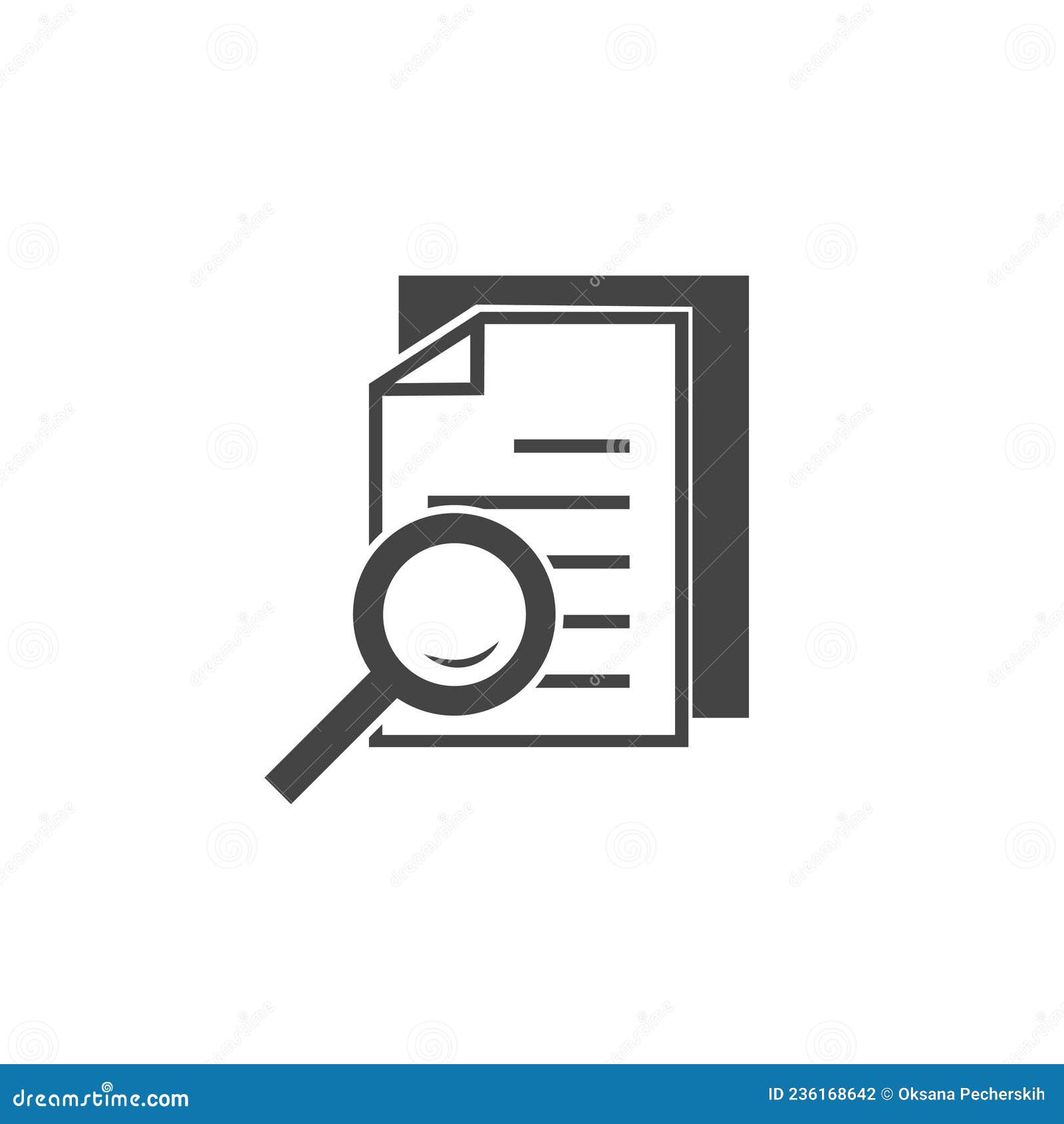 Vector Document Icon and Magnifier. File Search Icon. Document ...