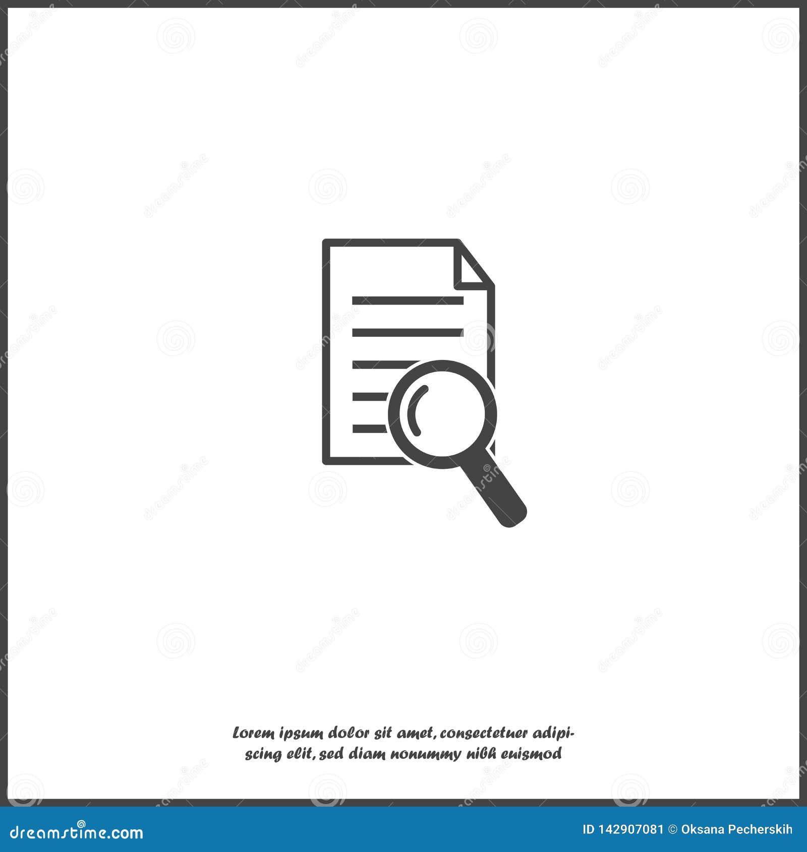 Vector Document Icon and Magnifier. Document Verification Symbol on ...