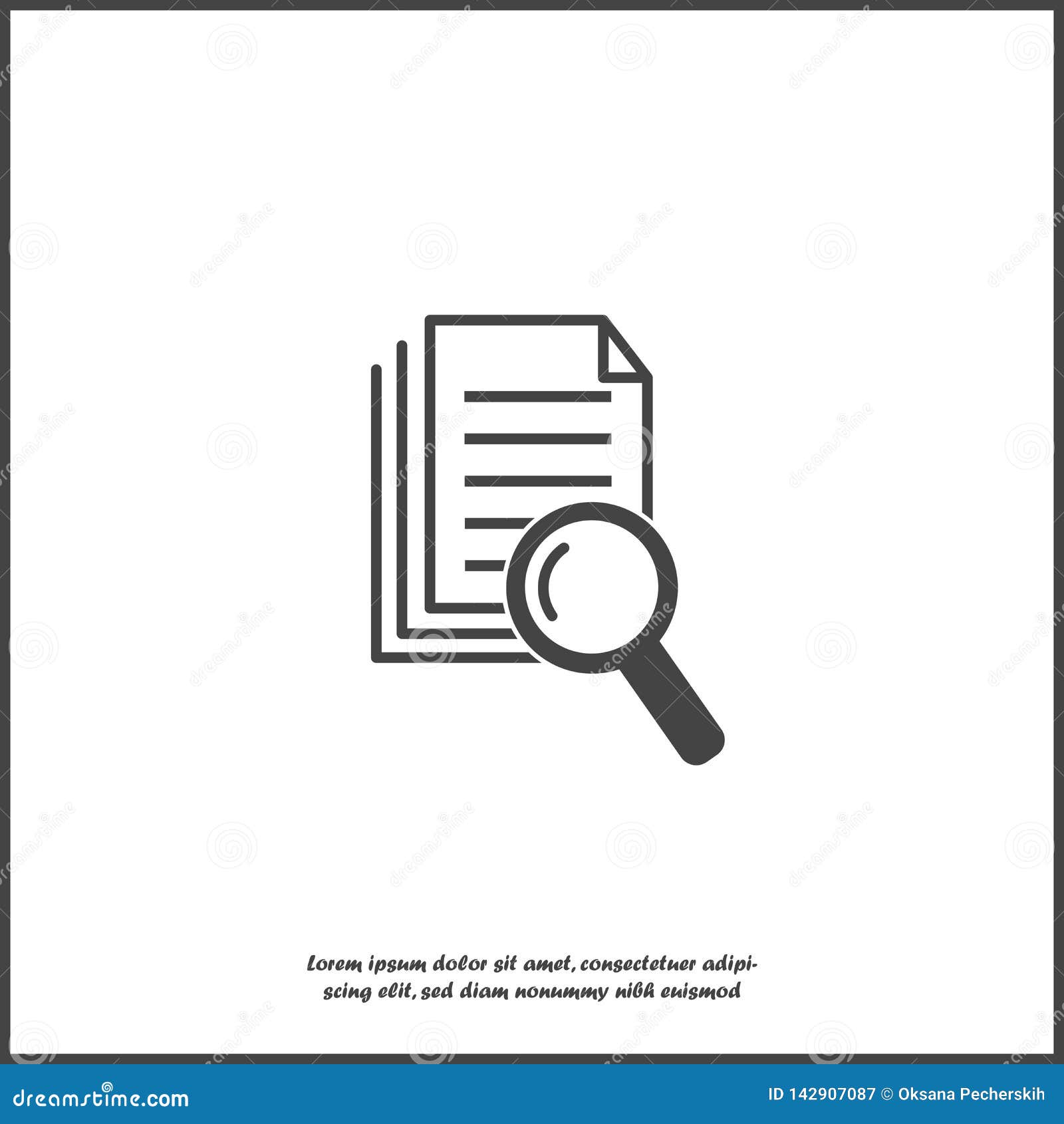 Vector Document Icon and Magnifier. Document Verification Symbol on ...