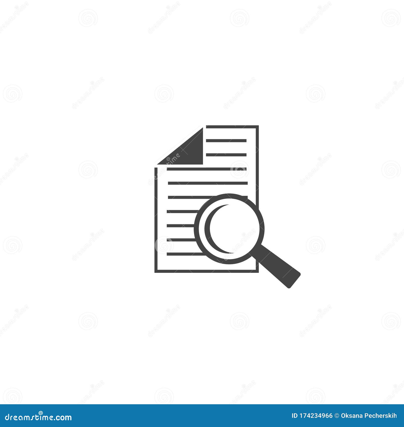 Vector Document Icon and Magnifier. Document Verification Symbol on ...