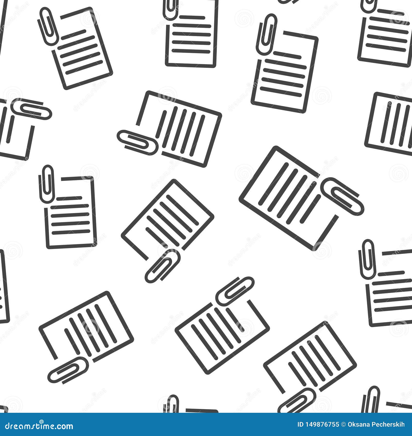 Vector Document Icon and Paper Clip. Business Document Icon Seamless ...