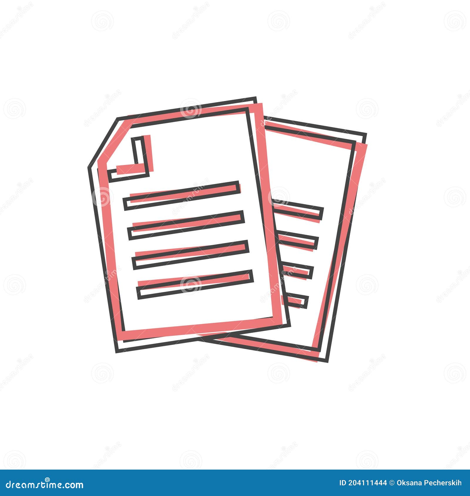 Vector Document Icon. Document Verification Symbol on Cartoon Style on ...