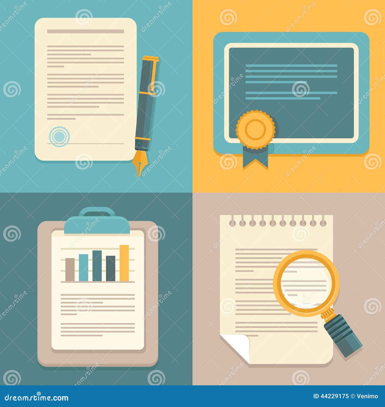 Vector Document Icons and Concepts Stock Vector - Illustration of certificate, file: 44229175