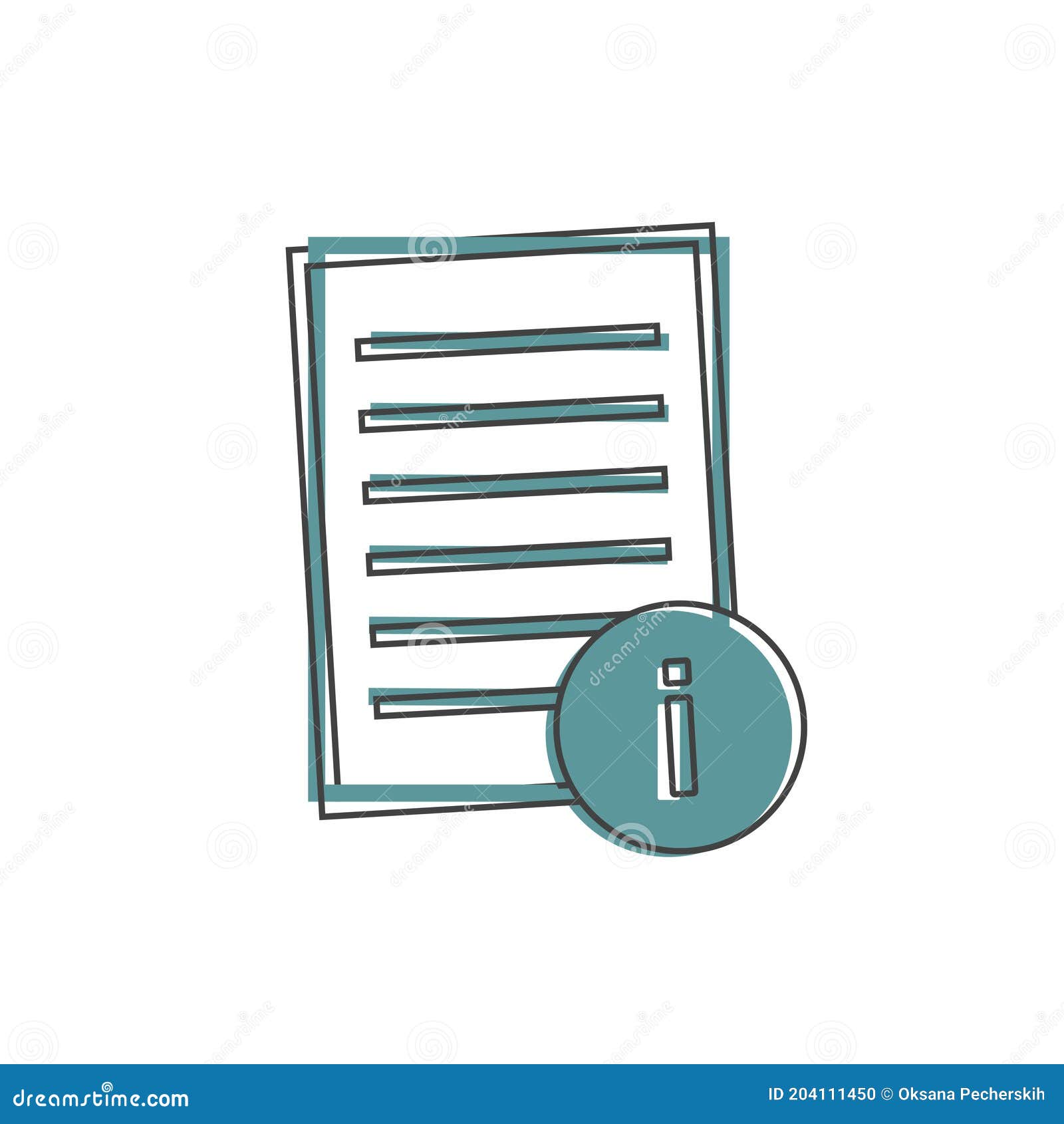 Vector Document Info Icon on Cartoon Style on White Isolated Background ...