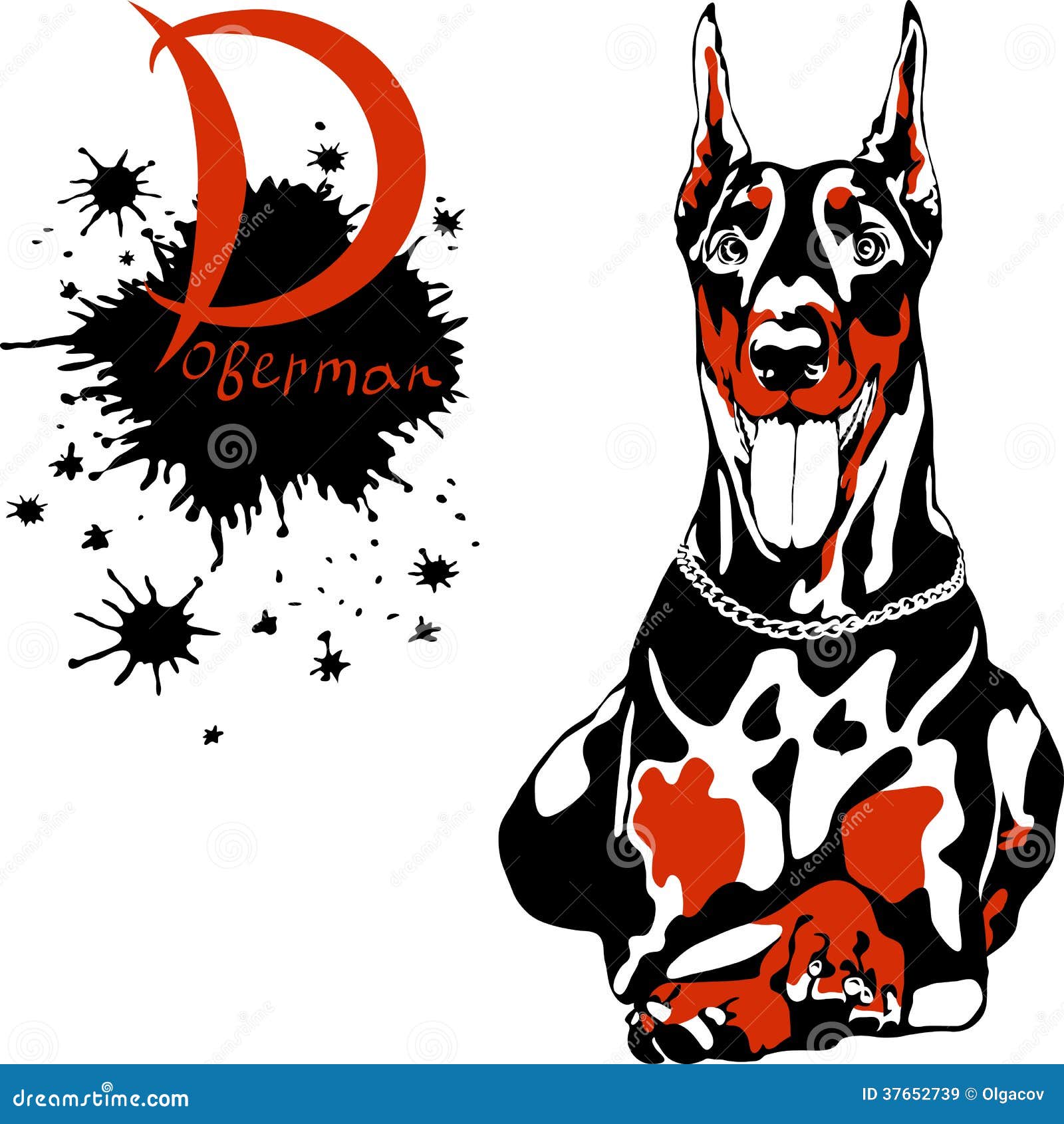 Doberman Pinscher Dog Face Printable Stencil Art Vector Illustration ...
