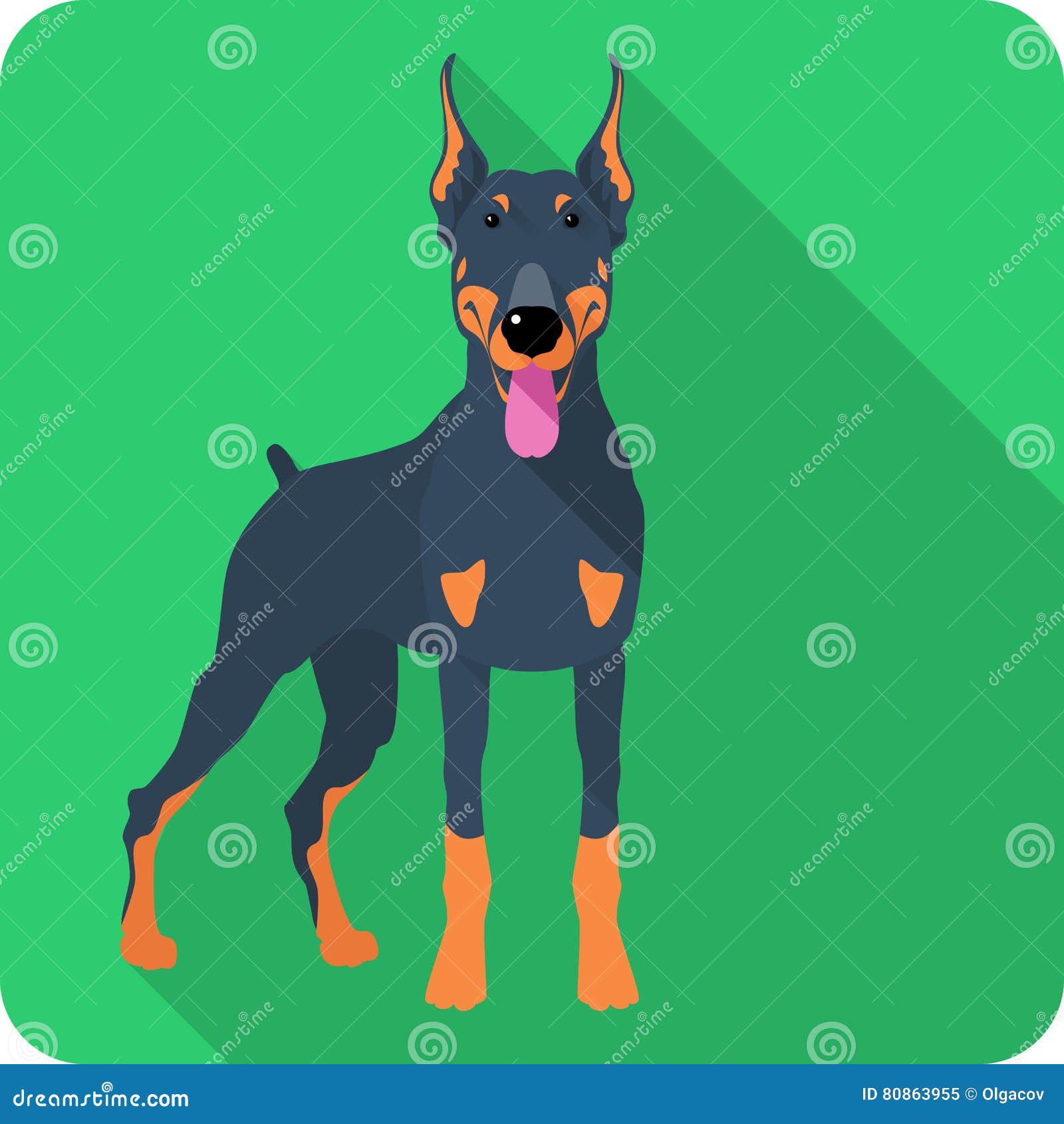 Vector Dog Doberman Pinscher Icon Flat Design Stock Vector ...