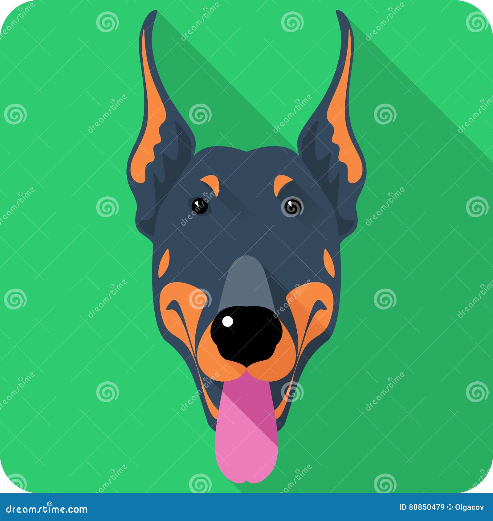Vector Dog Doberman Pinscher Icon Flat Design Stock Vector ...