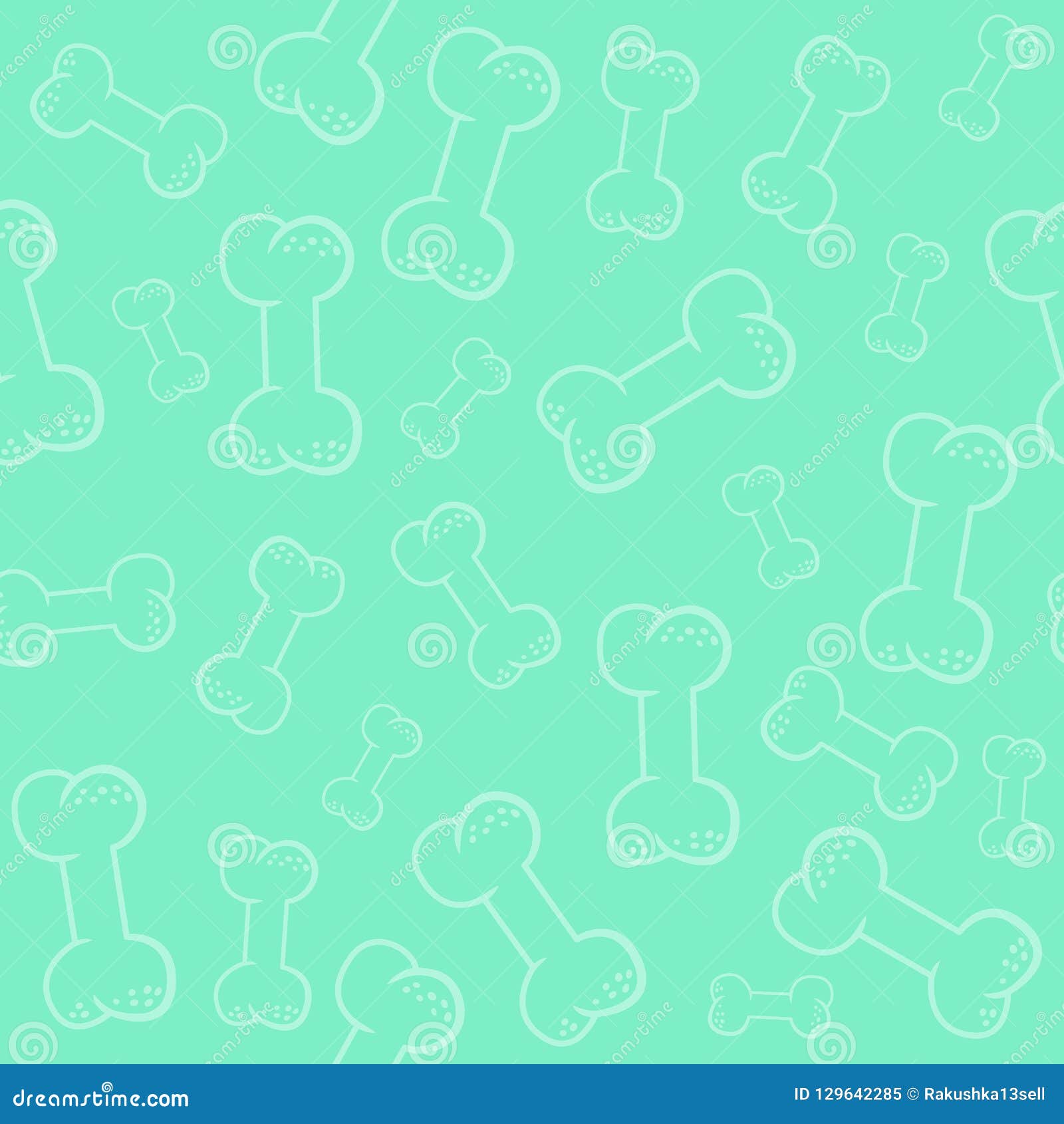 Vector Dog Funny Seamless Pattern Background with Bones. Contour ...