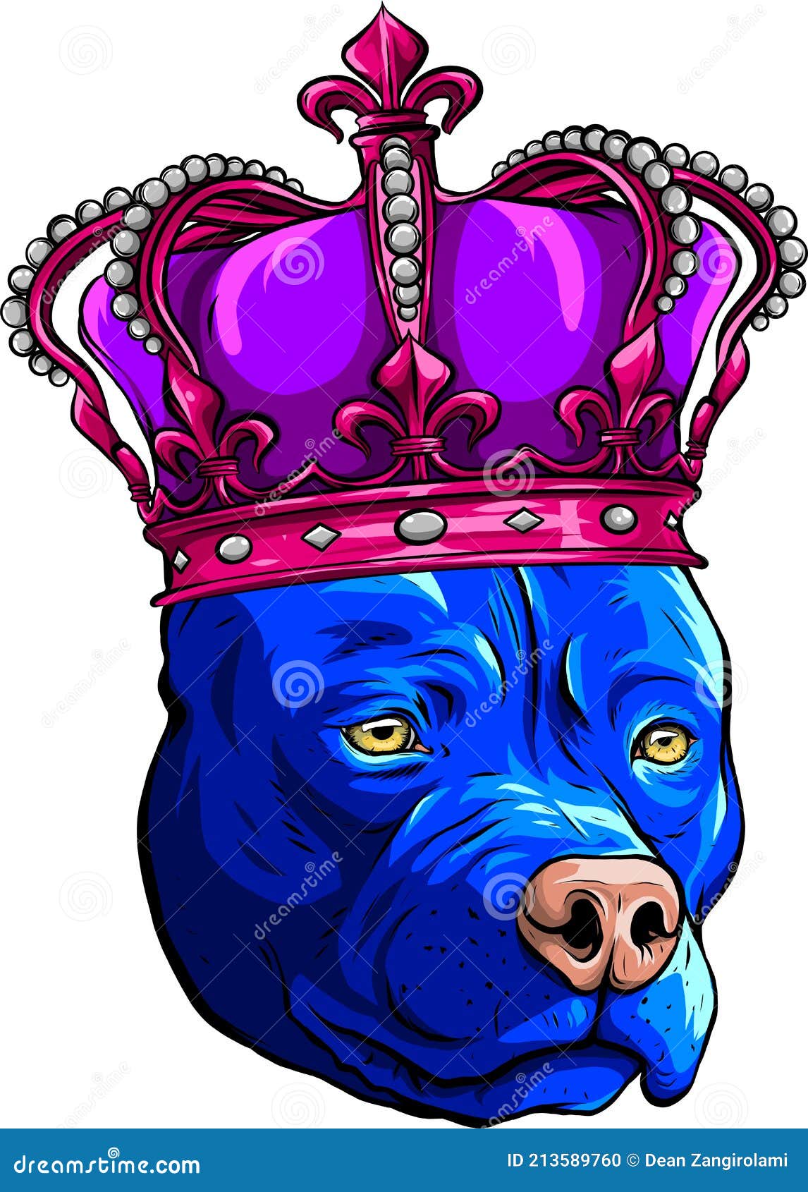 King Pitbull Dog Cartoon Character Vector Logo | CartoonDealer.com ...
