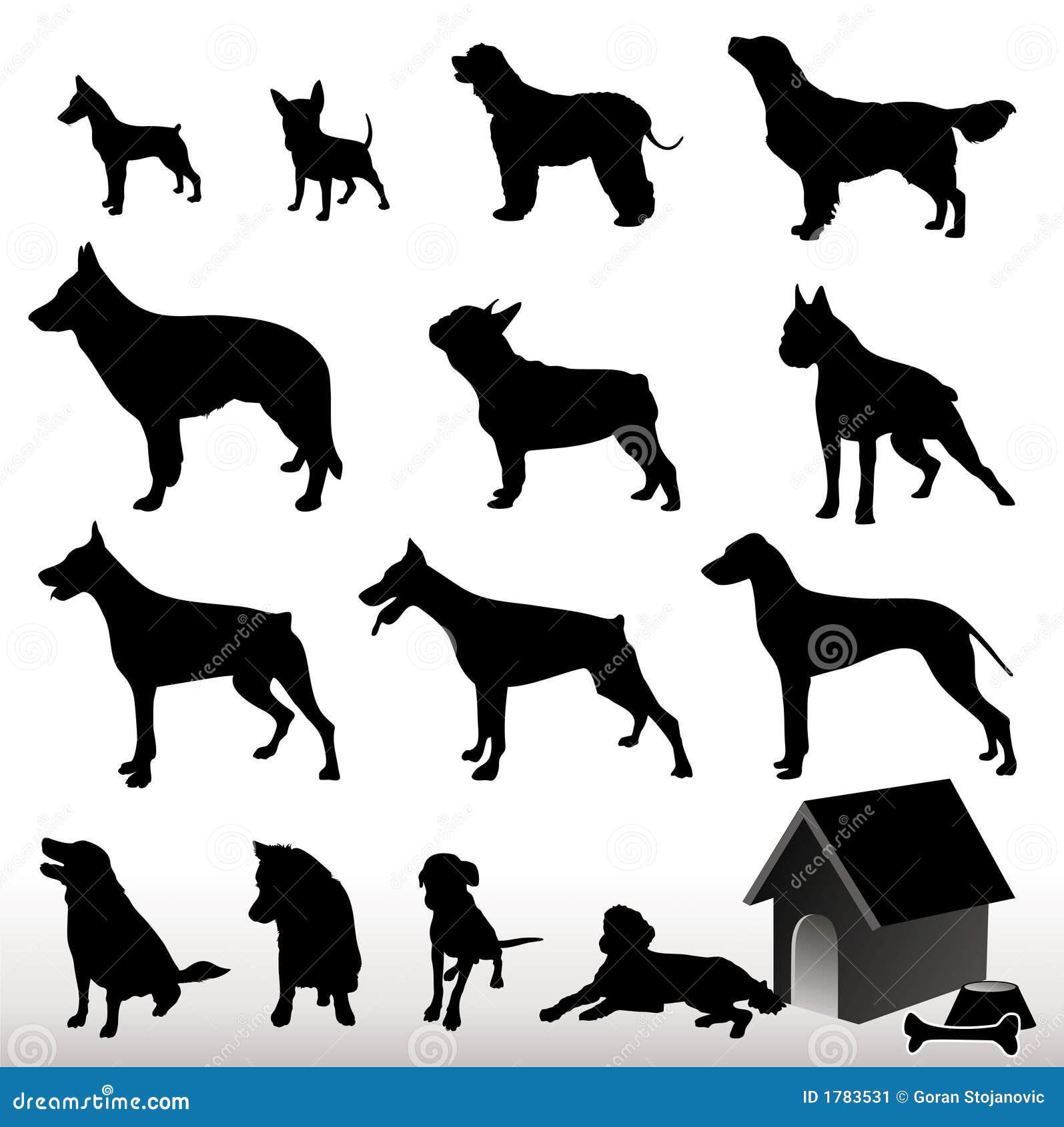 Vector Dog Silhouettes stock vector. Illustration of silhouette - 1783531