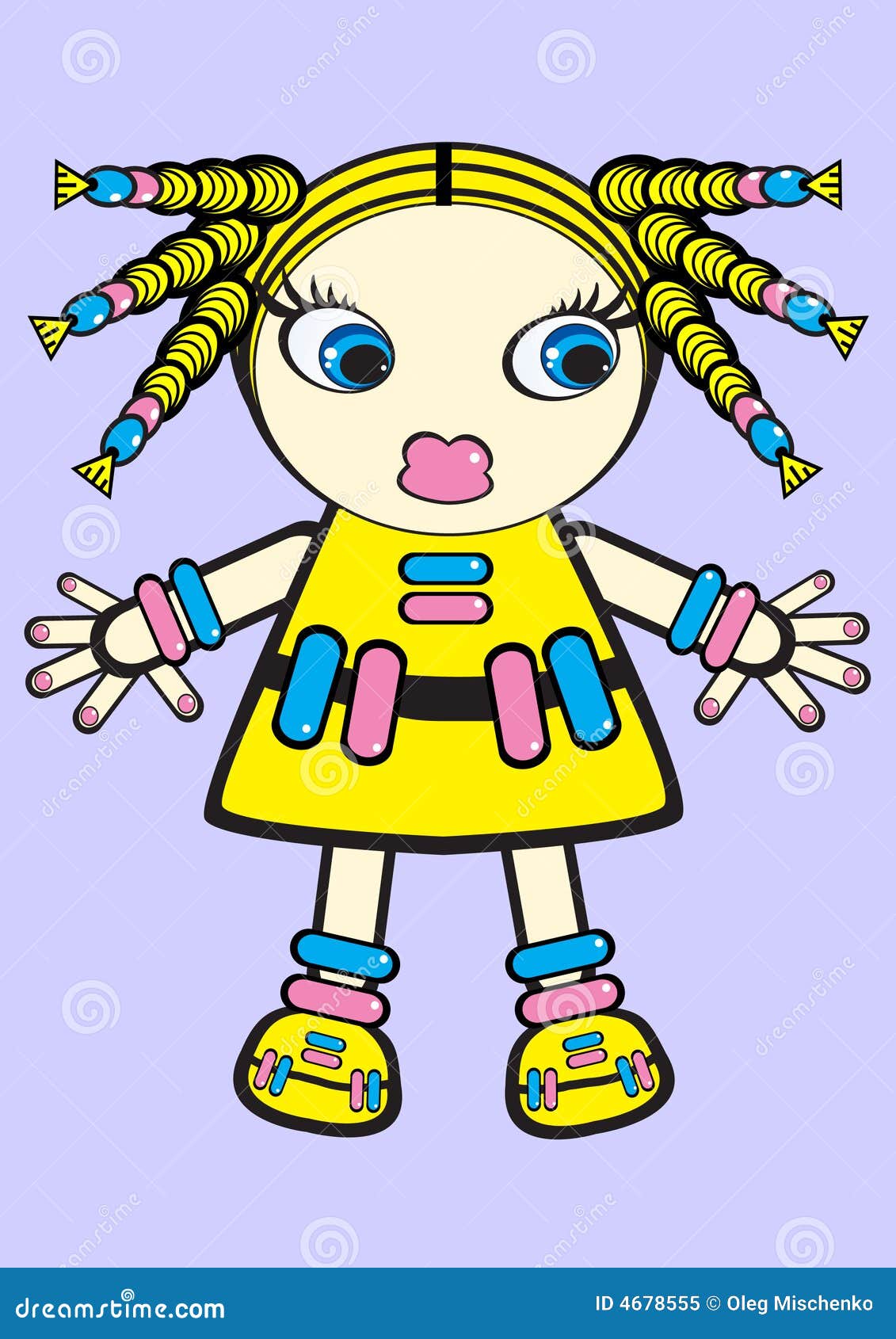 Vector doll stock vector. Illustration of yellow, vibrant - 4678555