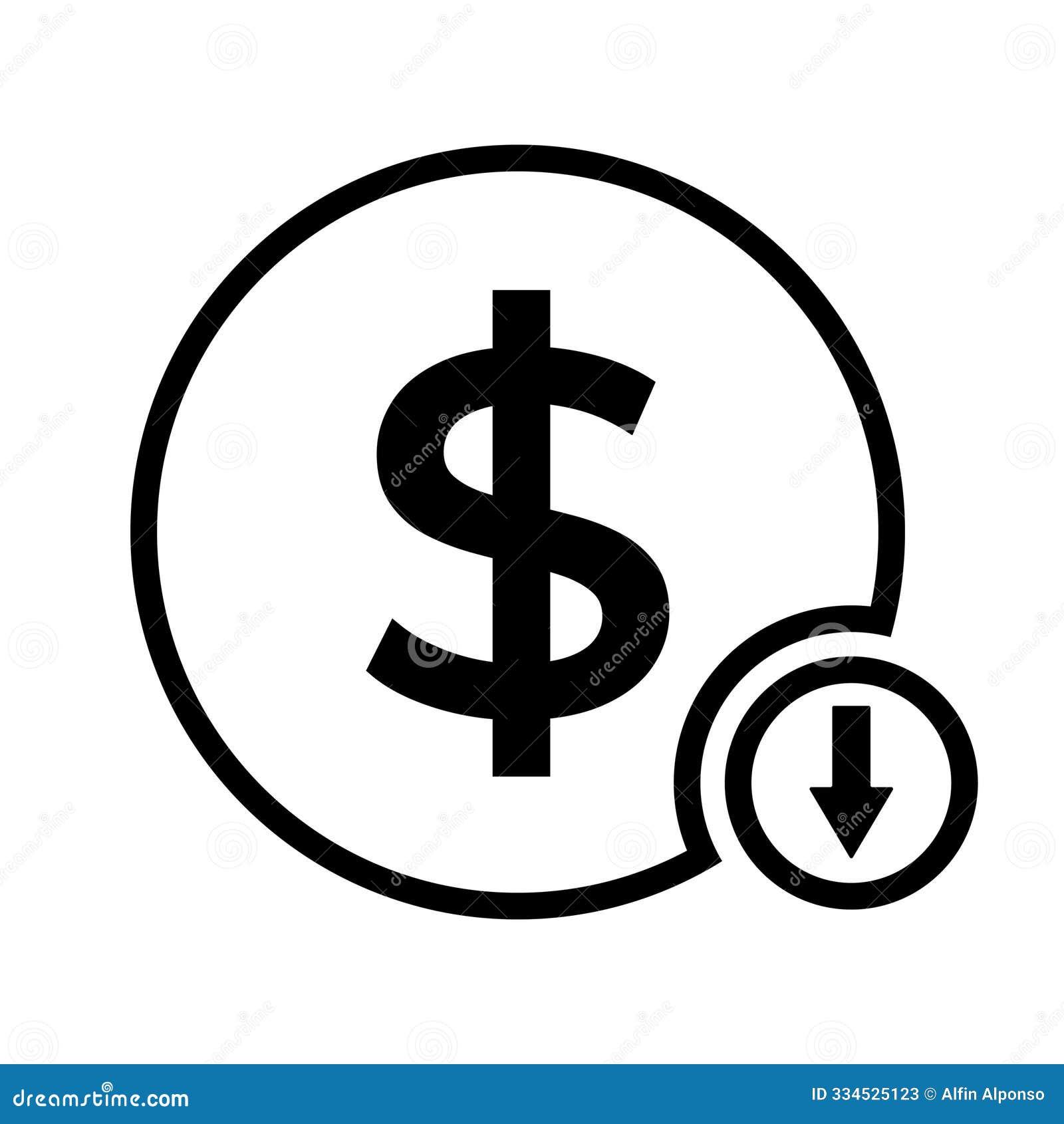 Vector Dollar Down Icon Symbol Stock Vector - Illustration of wealth ...