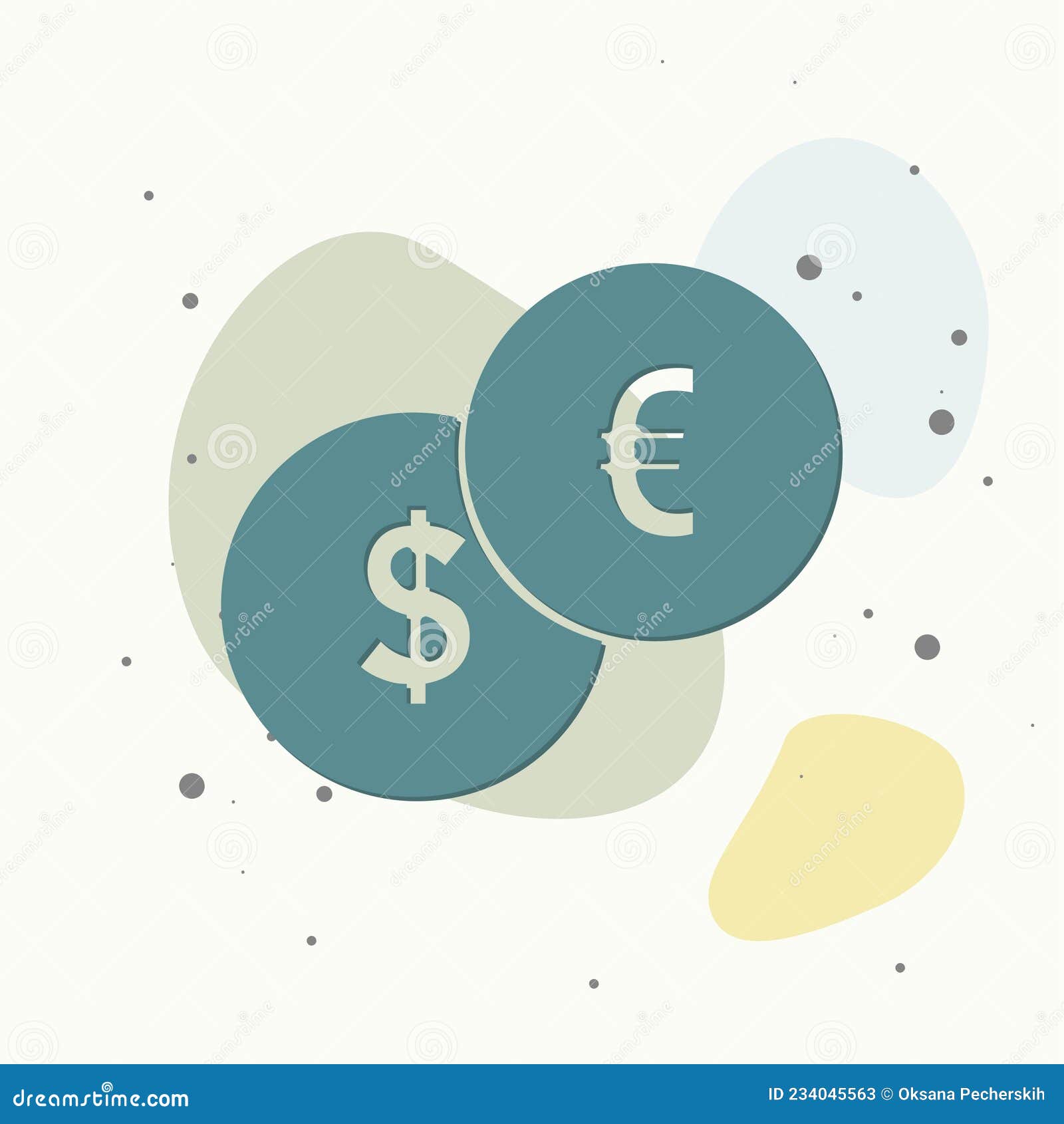 Vector Dollar and Euro Coin Icon on Multicolored Background Stock ...