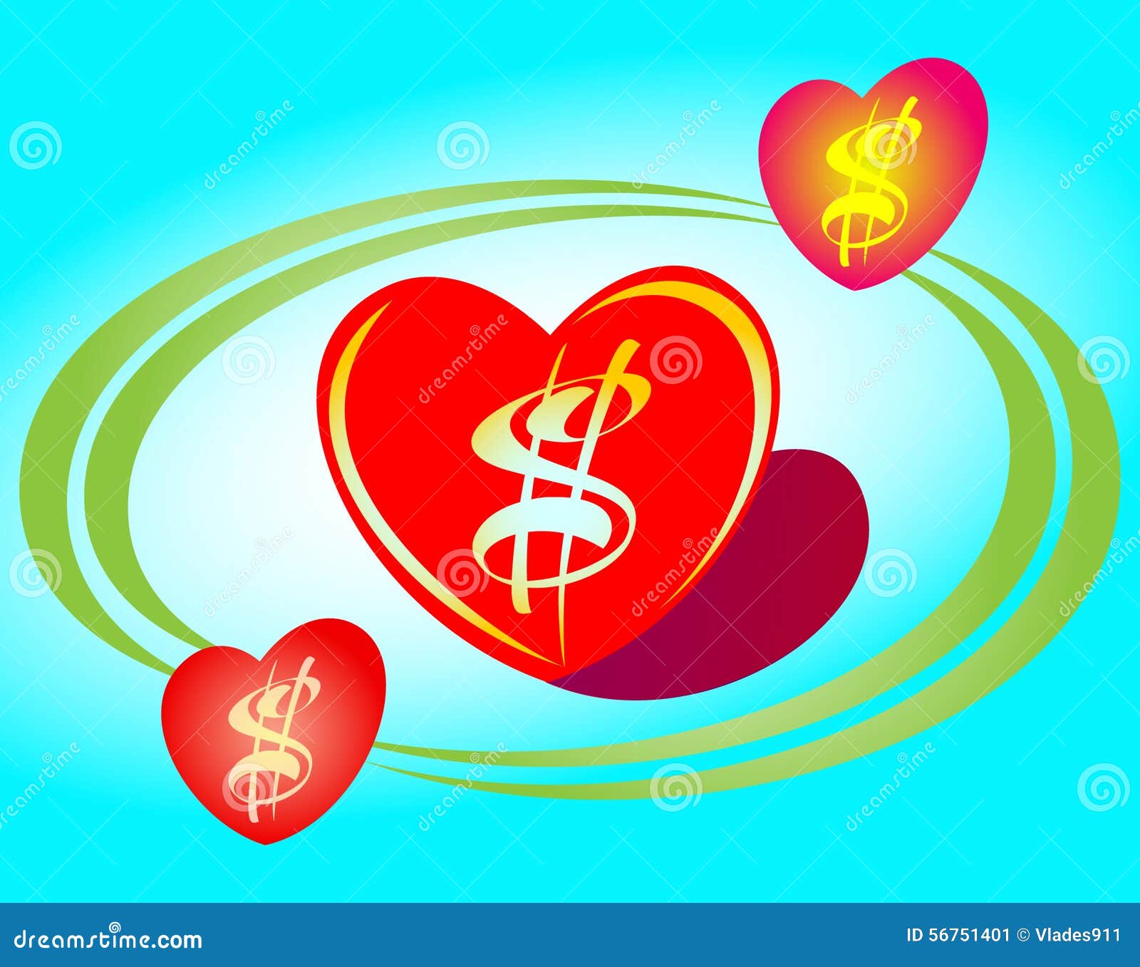 Vector dollar heart stock vector. Illustration of greenback - 56751401