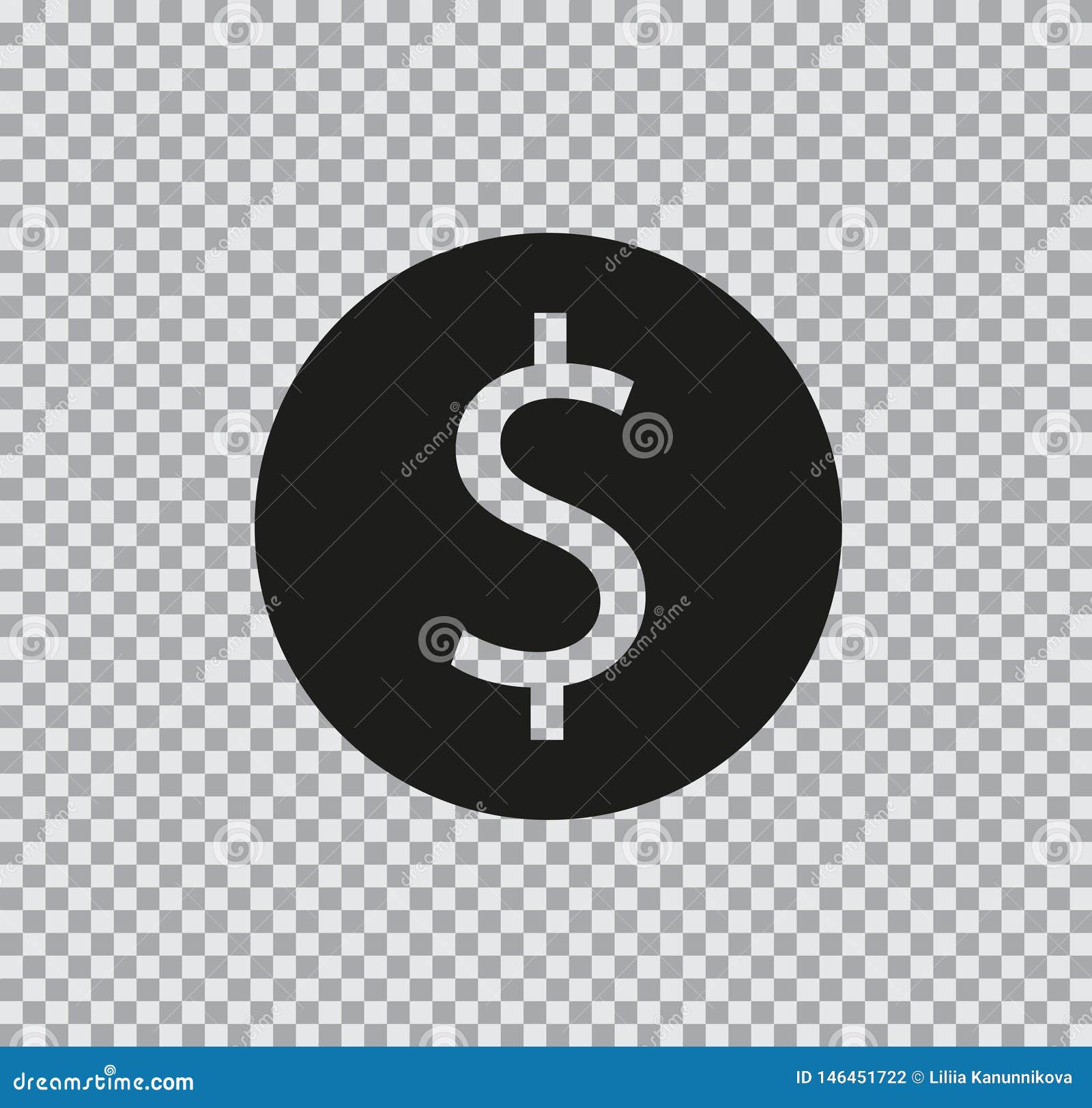 Vector Dollar Icon Black on Transparent Background Stock Illustration ...