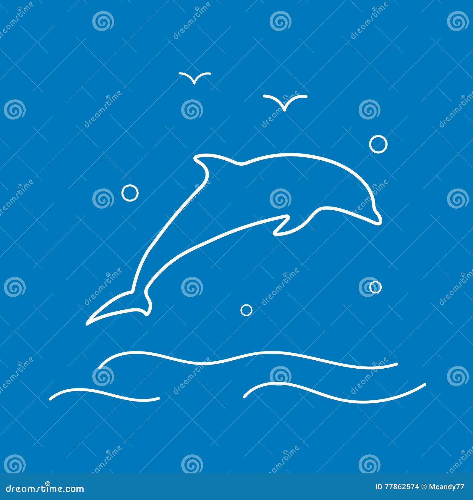 Dolphin Line Art Doodle, A Hand Drawn Vector Cartoon Illustration Of A ...