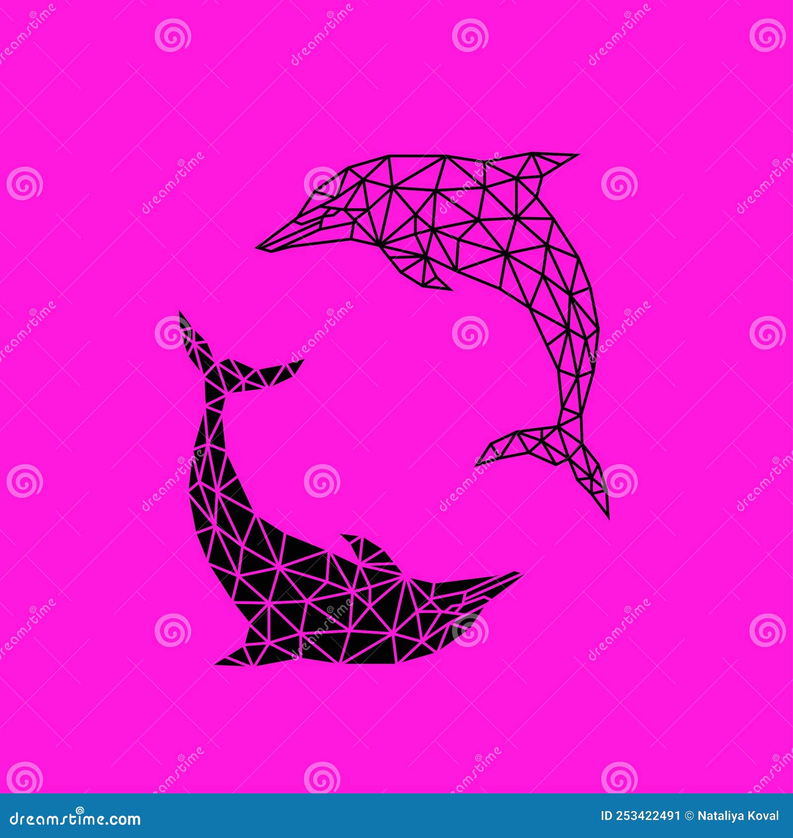 Vector Dolphin Polygonal Geometric Ilustration with Pink Color ...
