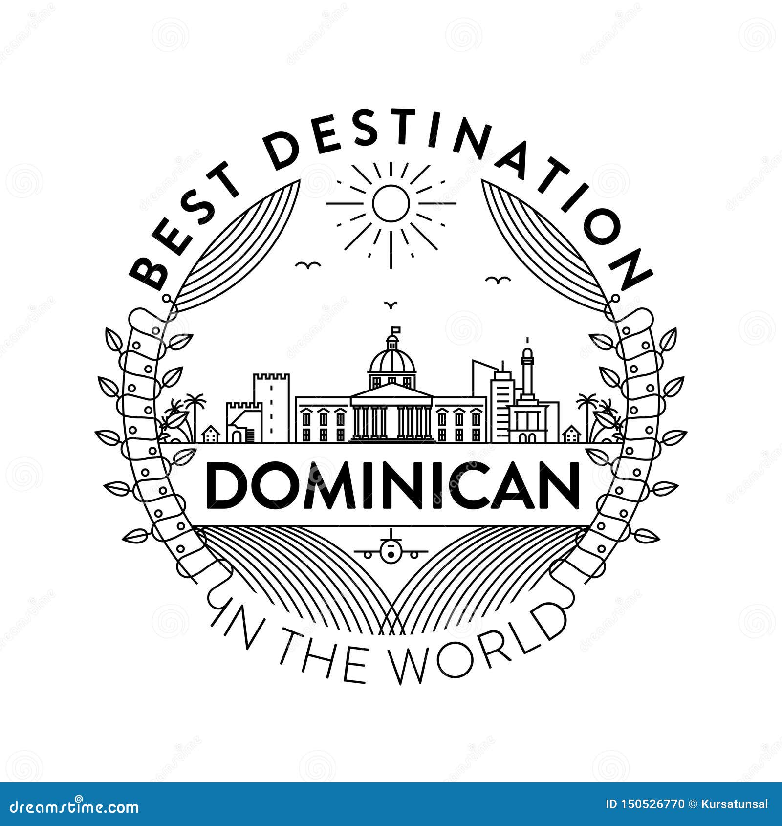 Vector Dominican City Badge, Linear Style Stock Illustration ...