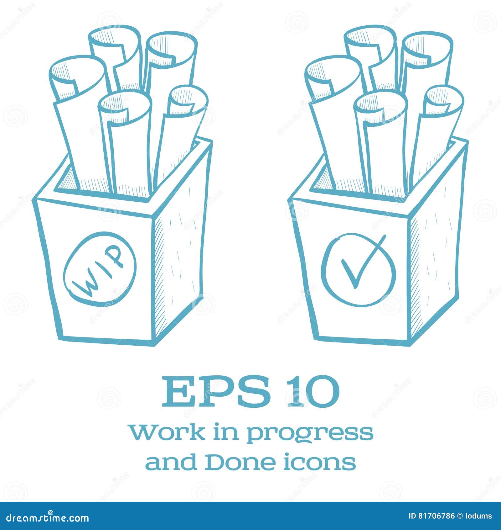 Vector Done and Work in Progress Handmade Icons Stock Vector ...
