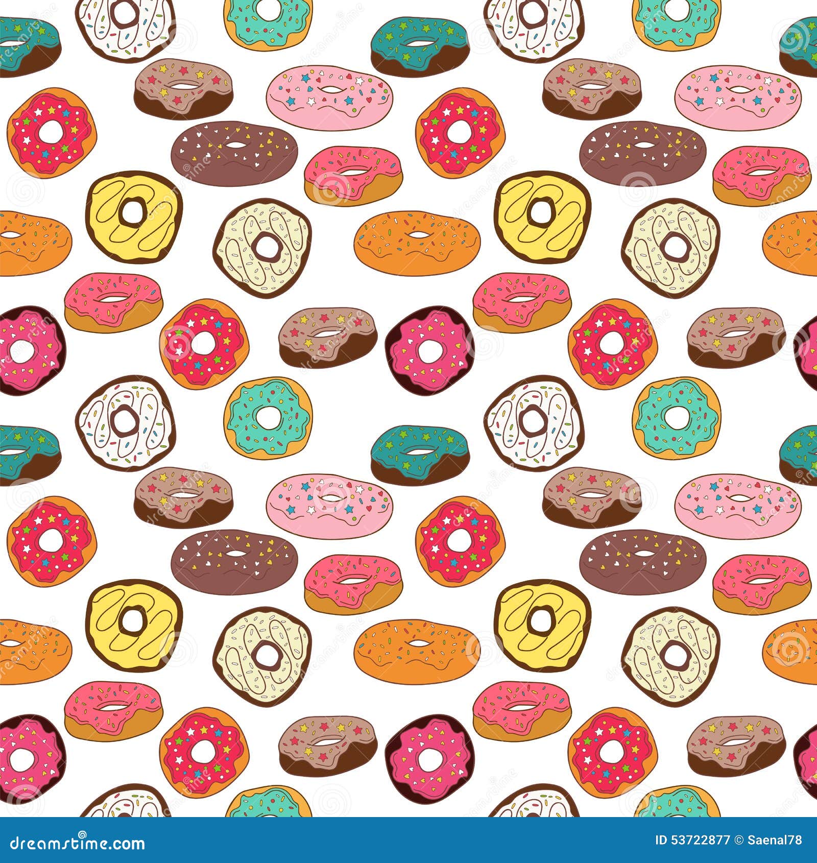 Vector Donuts Seamless Pattern Stock Vector - Illustration of glazed ...