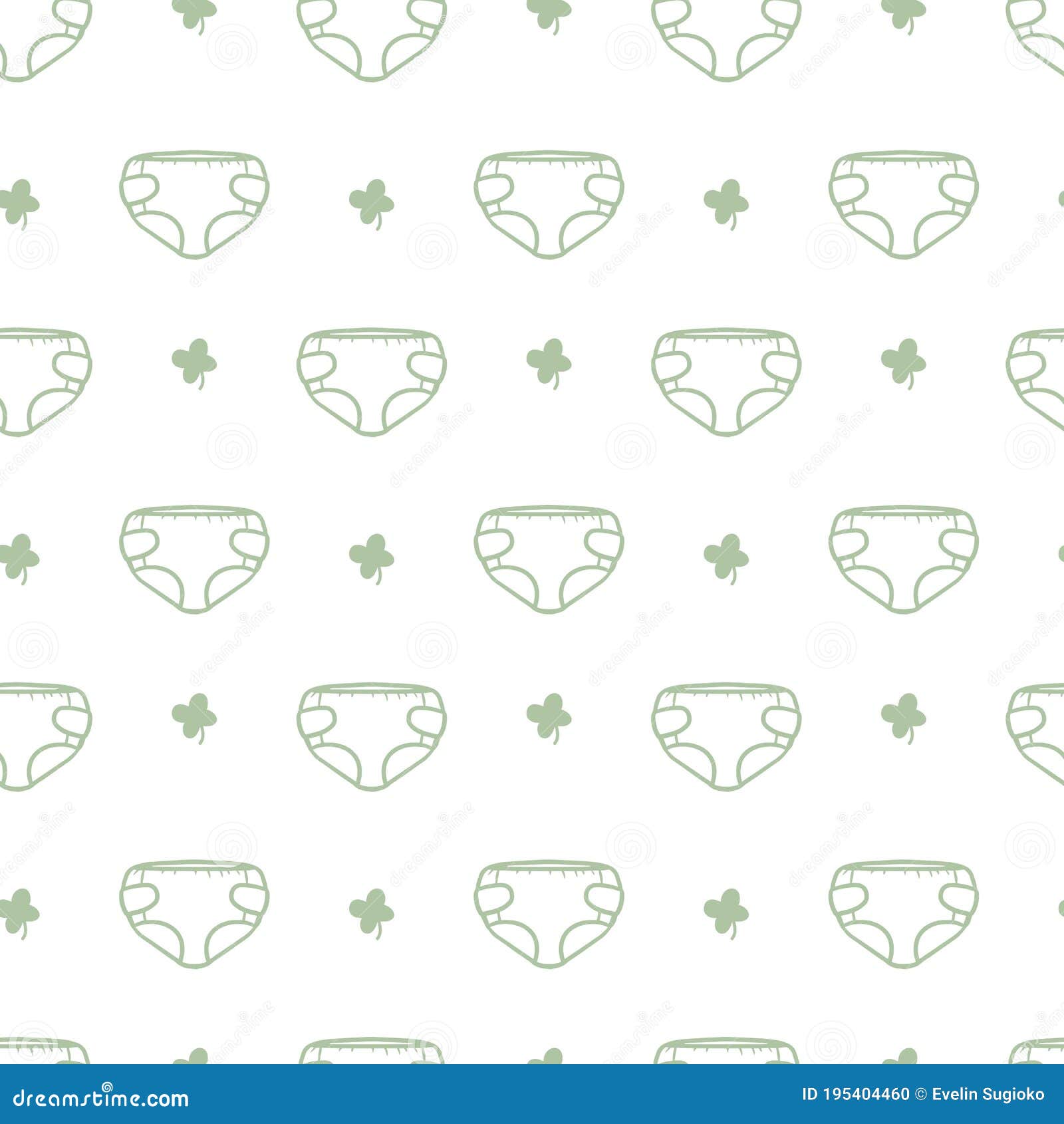 Vector Doodle Baby Diaper and Clover Pattern Stock Vector ...