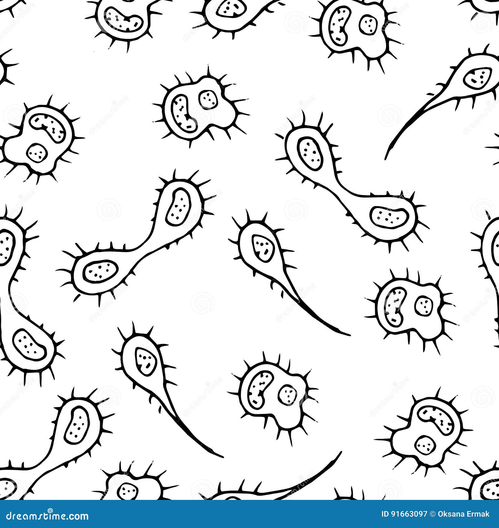 Vector Doodle Bacteria Germs or Cartoon Monsters . Hand Drawn Viruses ...