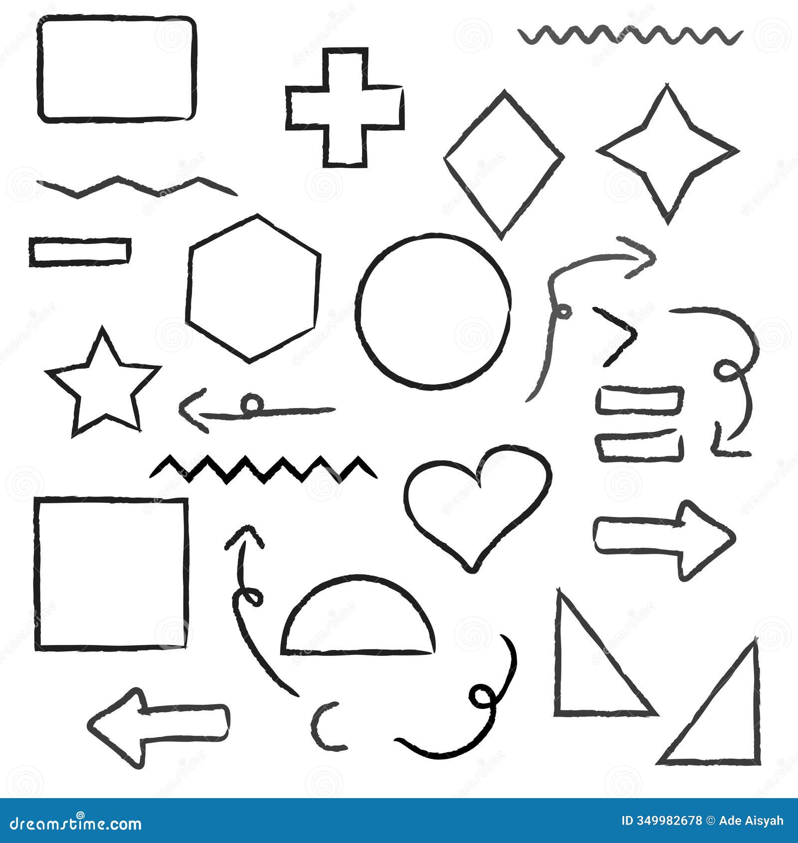 Vector Doodle Basic Geometric and Arrow Shapes Set Hand Draw Math ...