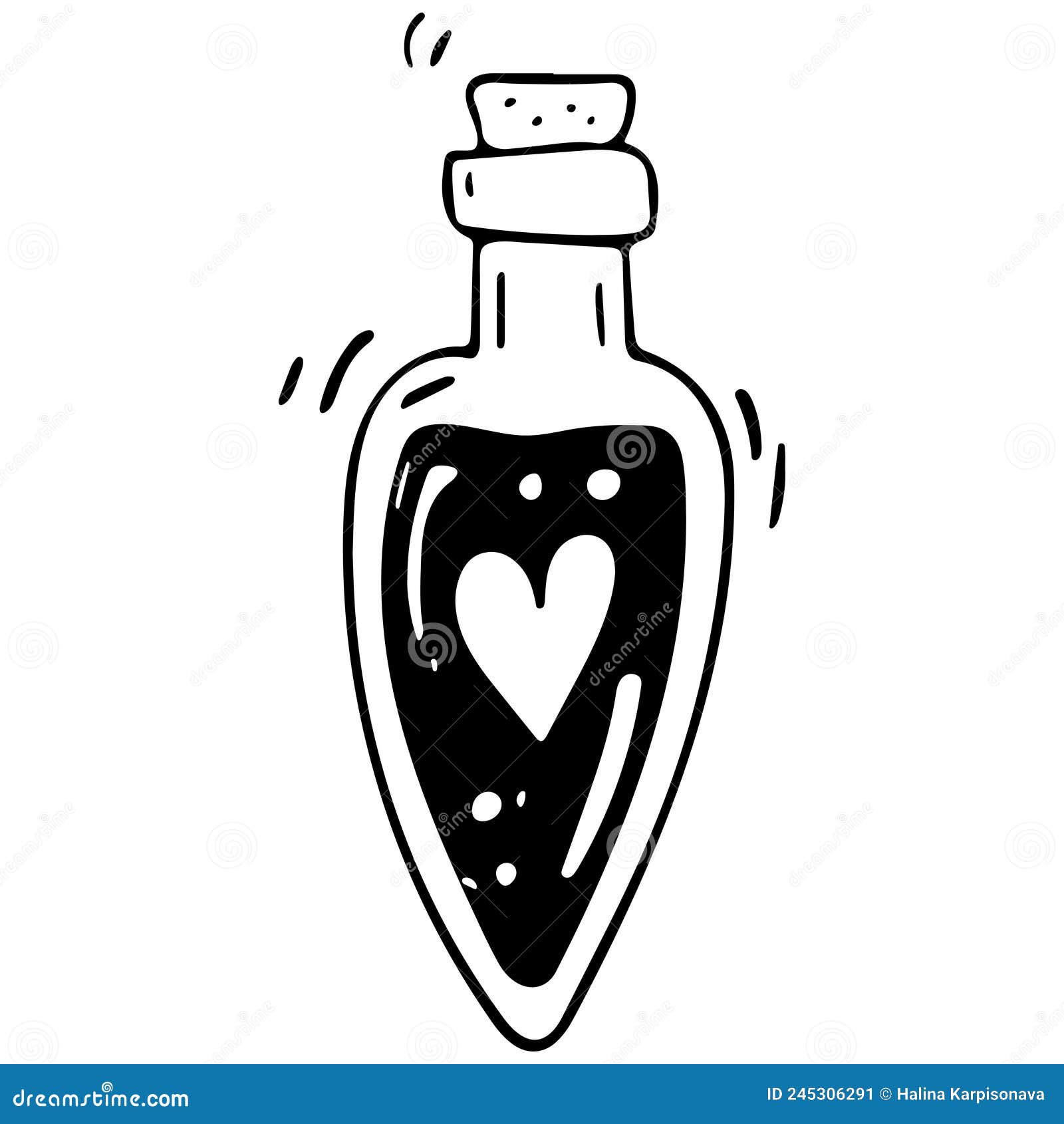 Doodle Bottle With Bacteria. Cartoon Illustration Of Fermented Milk ...