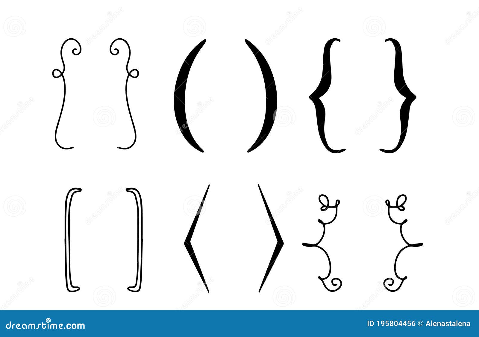 Vector Doodle Bracket Set for Quote, Modern Shapes. Vintage Box Icon ...