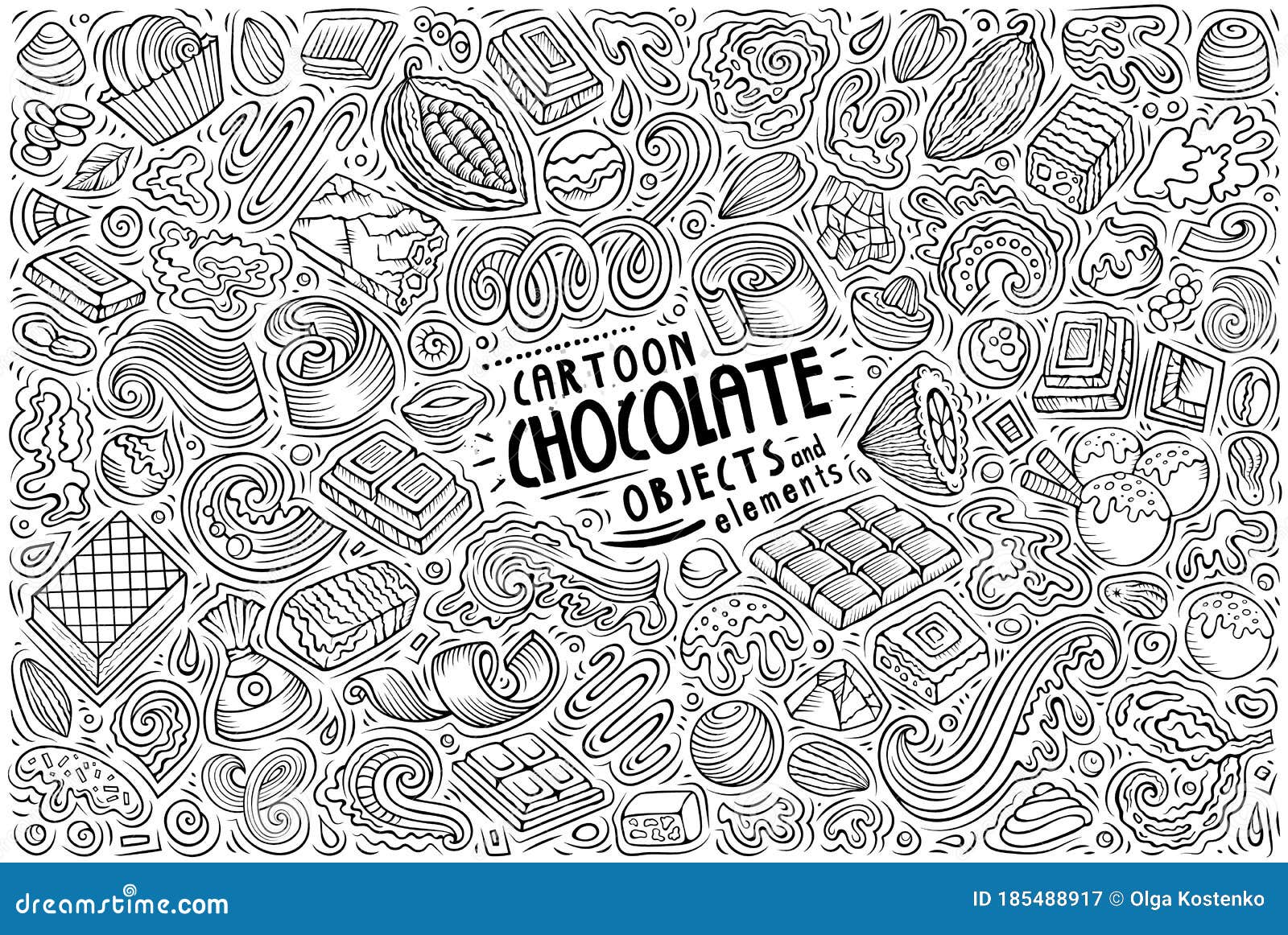 Vector Doodle Cartoon Set of Chocolate Theme Items, Objects and Symbols ...