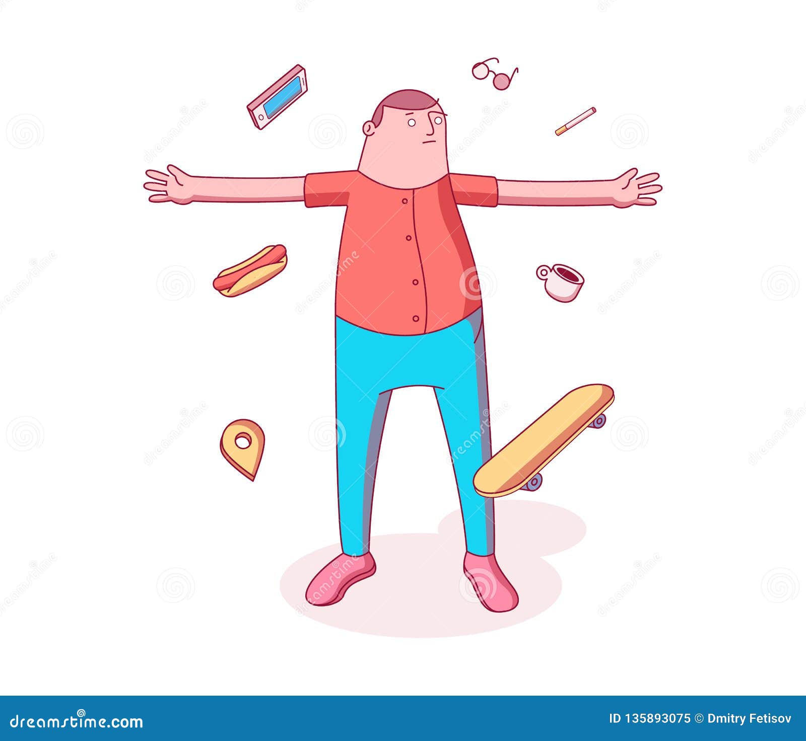 Doodle Boy Character With Pointer Near Blank Board At Classroom ...