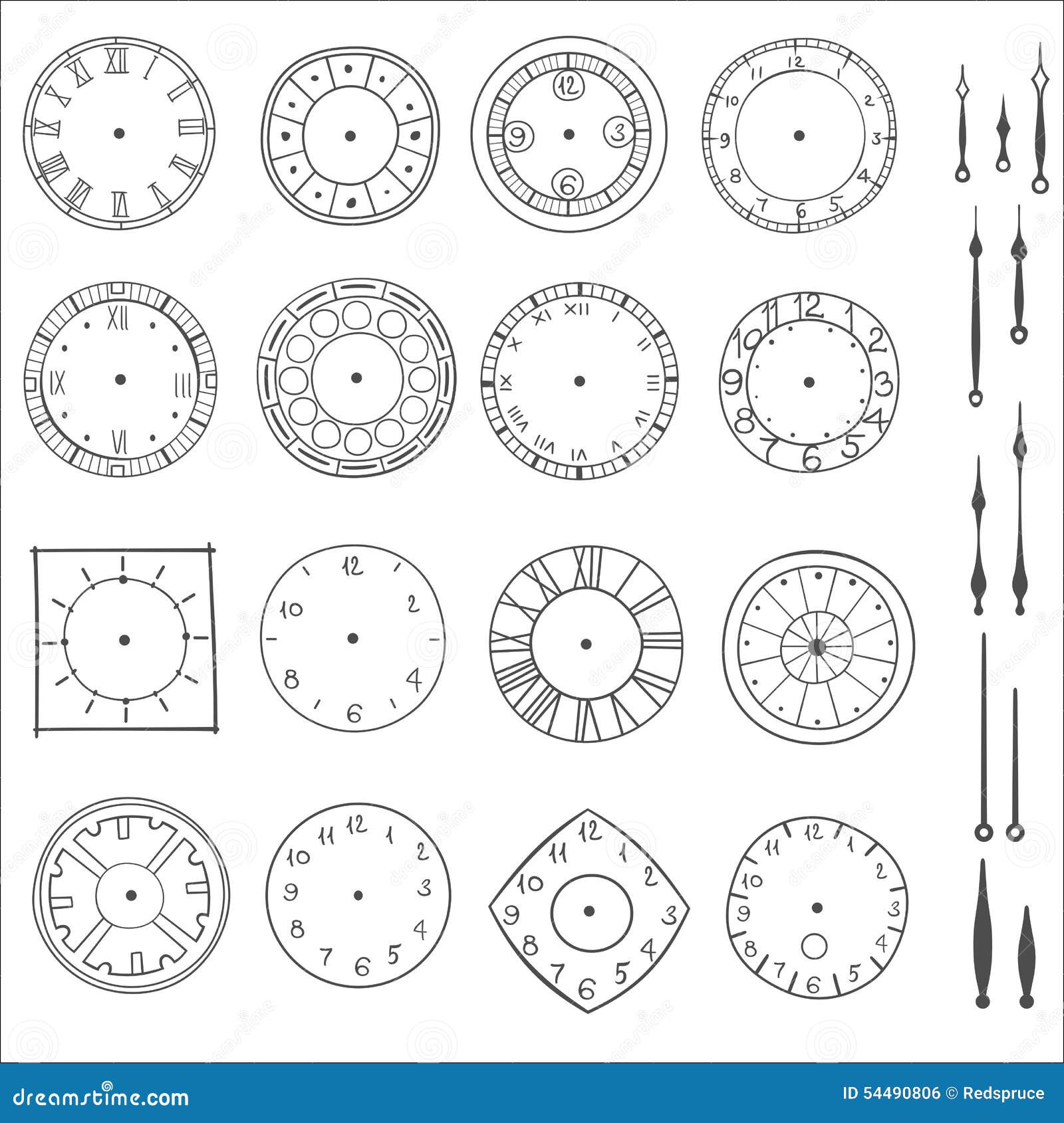 Vector doodle clock stock vector. Illustration of element - 54490806