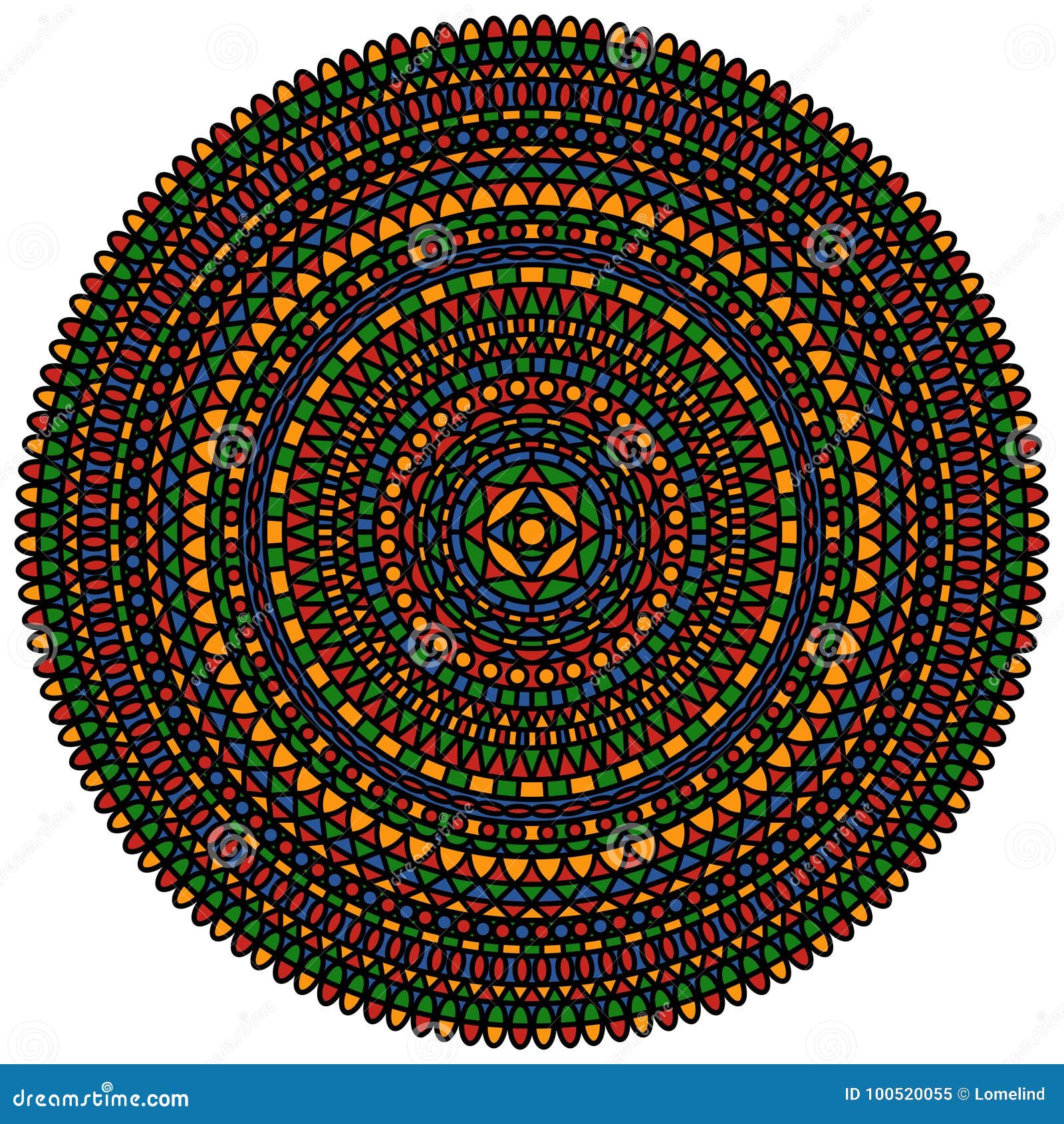 Vector Doodle Colored Detailed Bright Mandala Stock Illustration ...