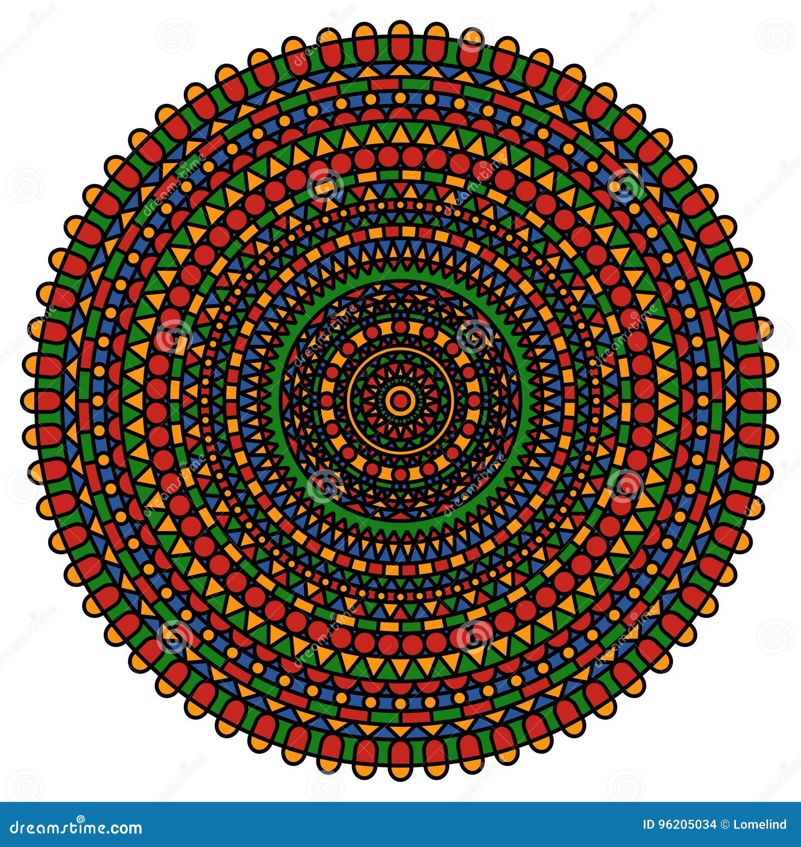 Vector Doodle Colored Detailed Bright Mandala Stock Illustration ...