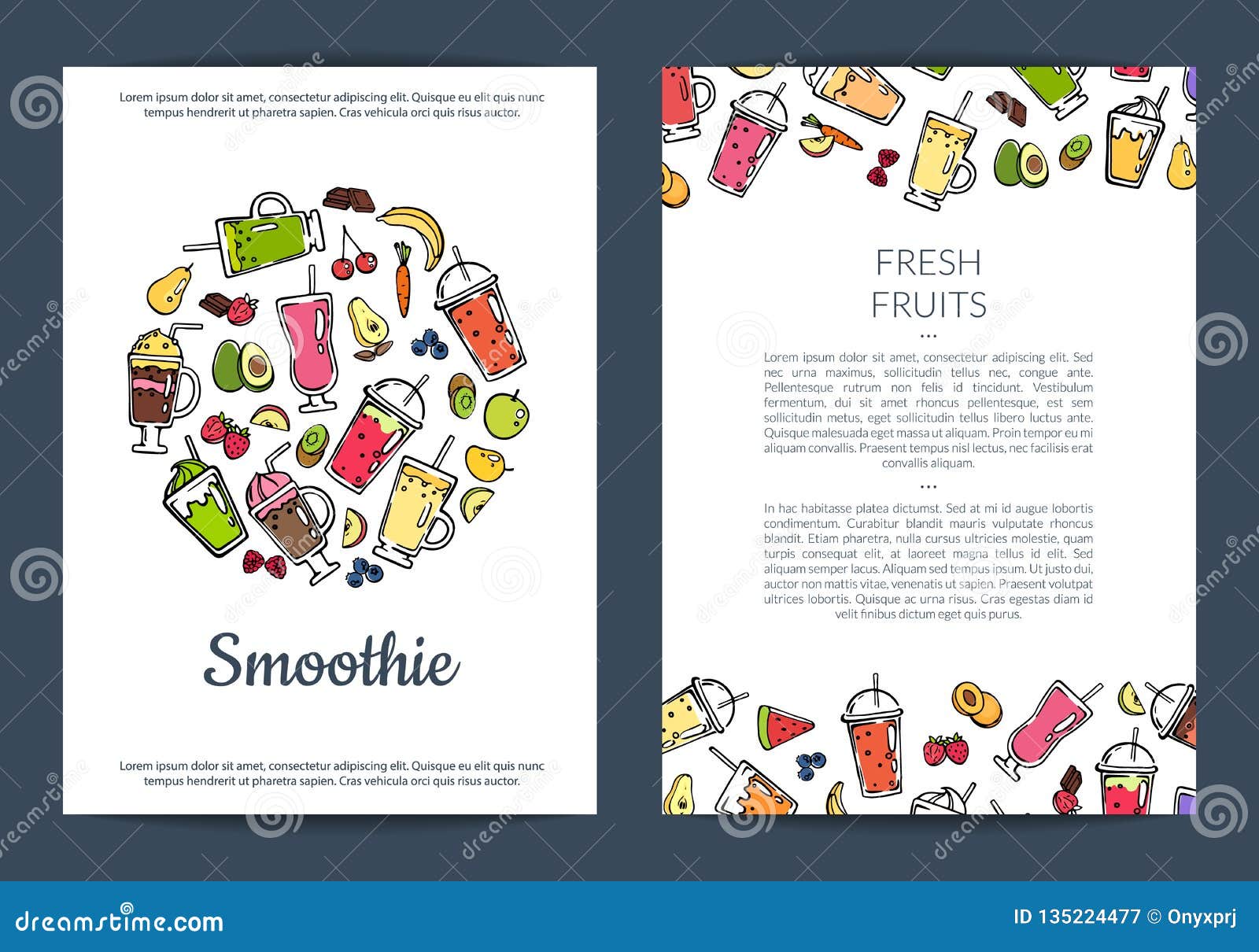 Vector Doodle Smoothie Card or Flyer Template Illustration Stock Vector ...
